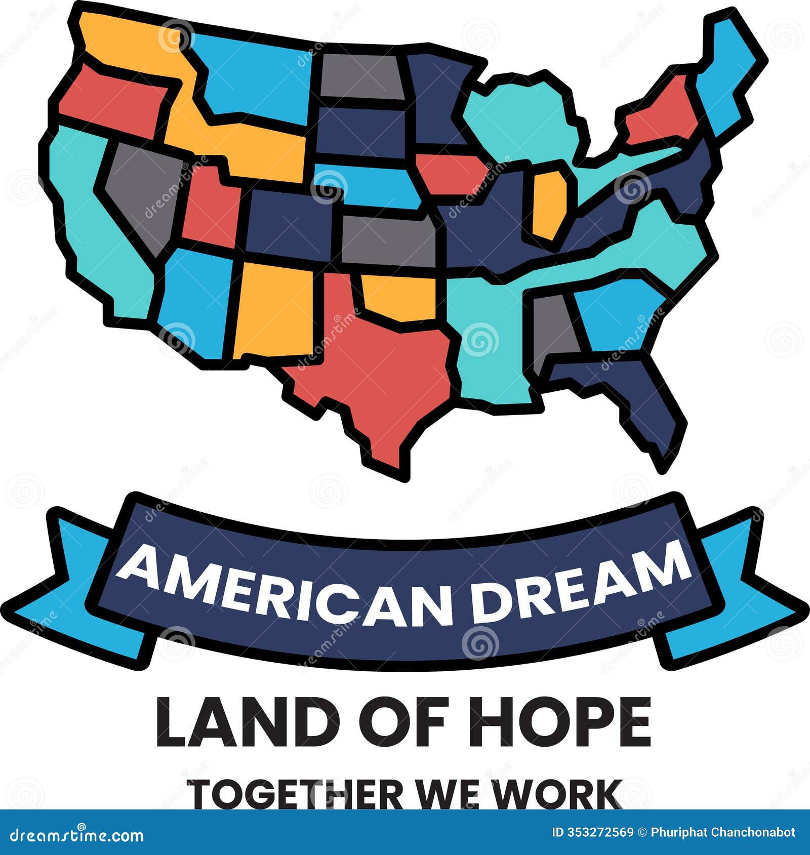 The Map is Surrounded by a Blue Ribbon Stock Vector - Illustration of ...