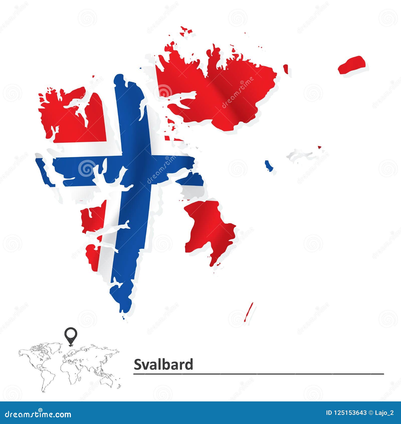 Map of Svalbard with flag stock vector. Illustration of design - 125153643