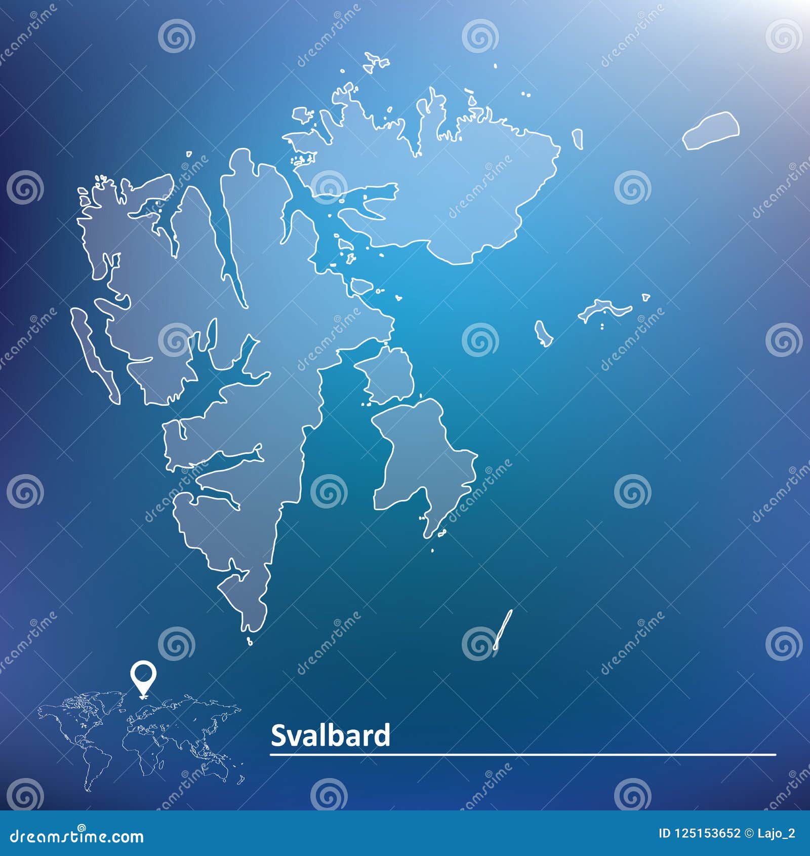 Map of Svalbard stock vector. Illustration of frame - 125153652