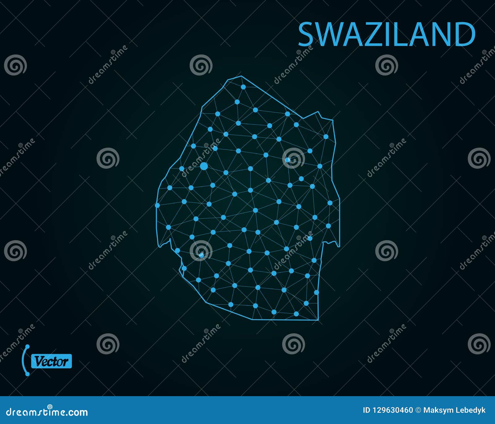 Swaziland Map Vector Hexagonal Half Tone Pattern Isolated On Light ...