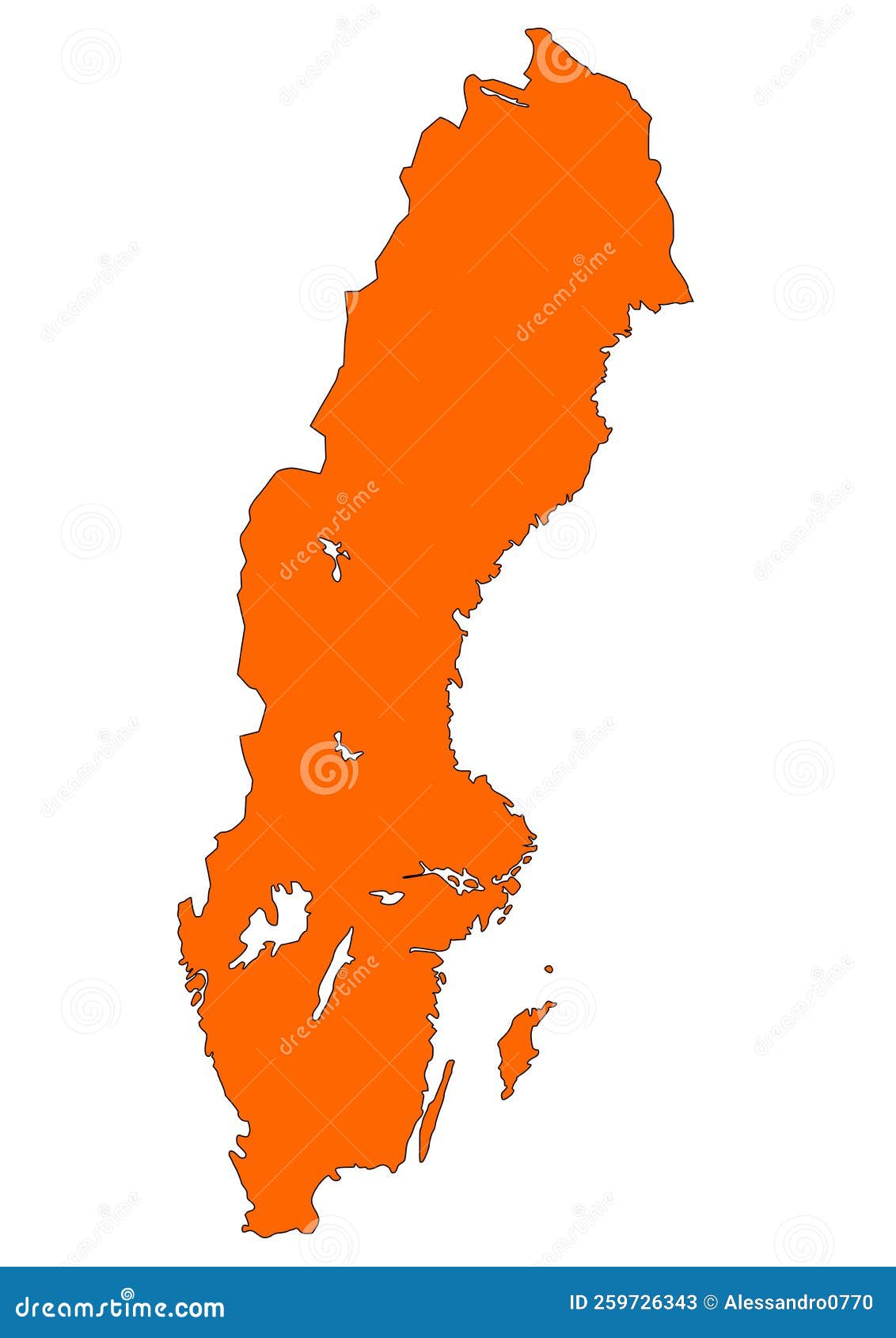 Map of Sweden in orange stock illustration. Illustration of government ...