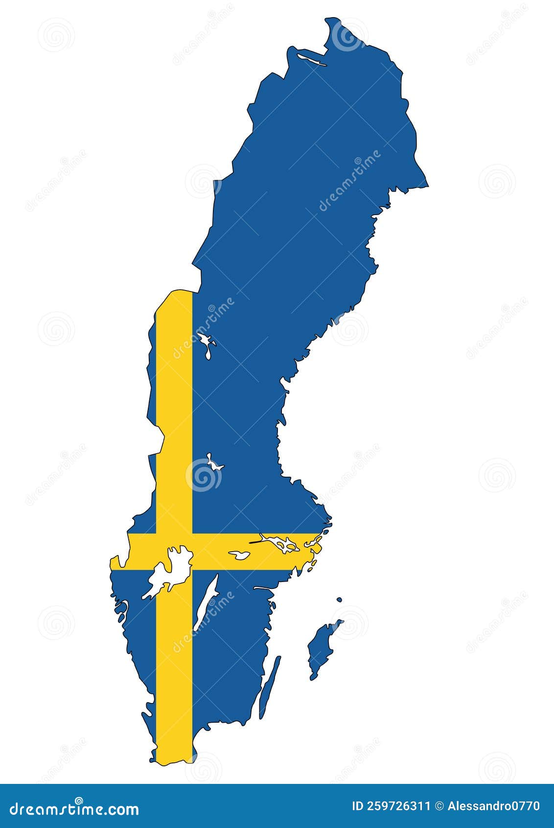 Map of Sweden with flag stock illustration. Illustration of europe ...