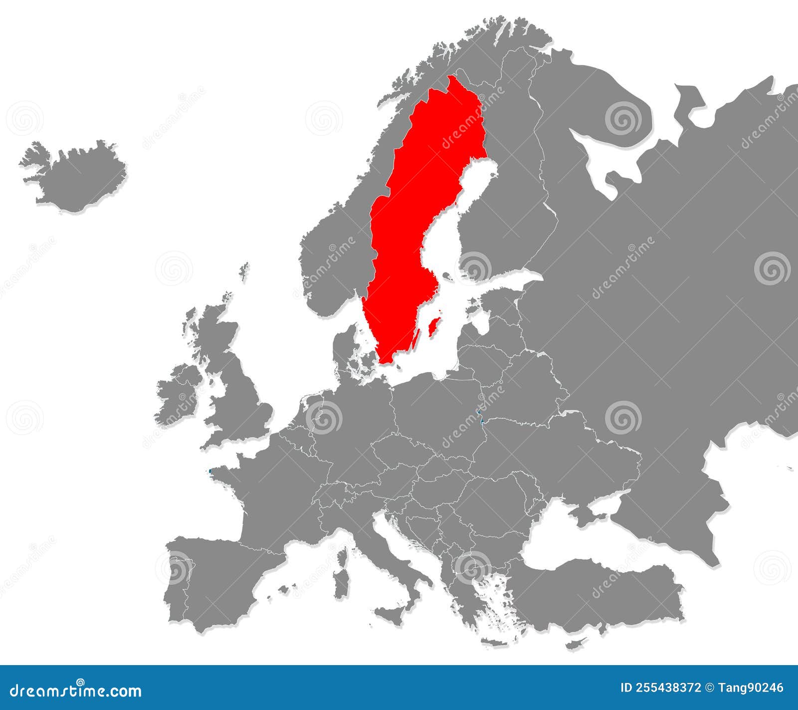 Map of Sweden Highligted with Red in Europe Map Stock Illustration ...