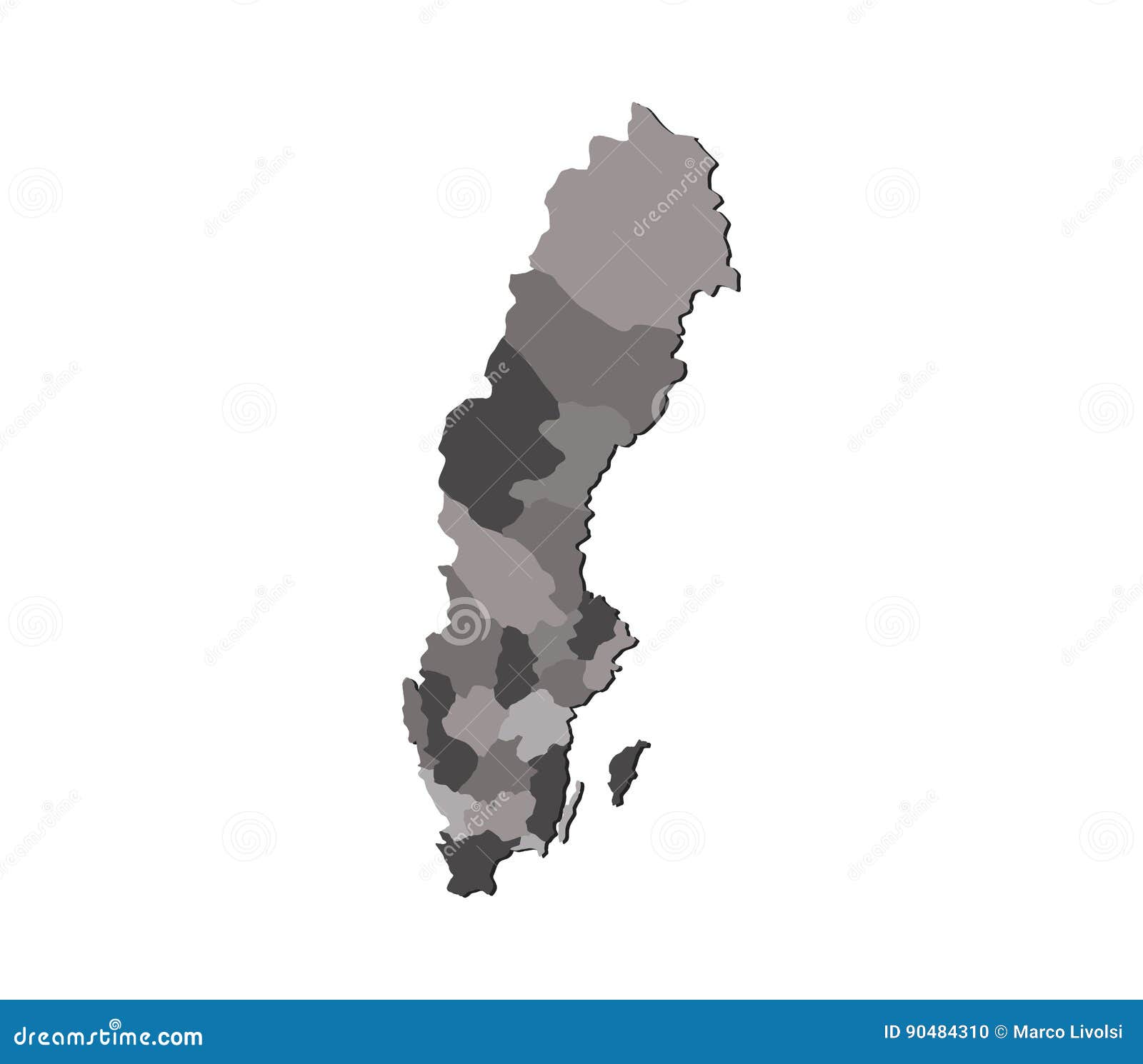 Map of Sweden with Regions Illustrated Stock Illustration ...