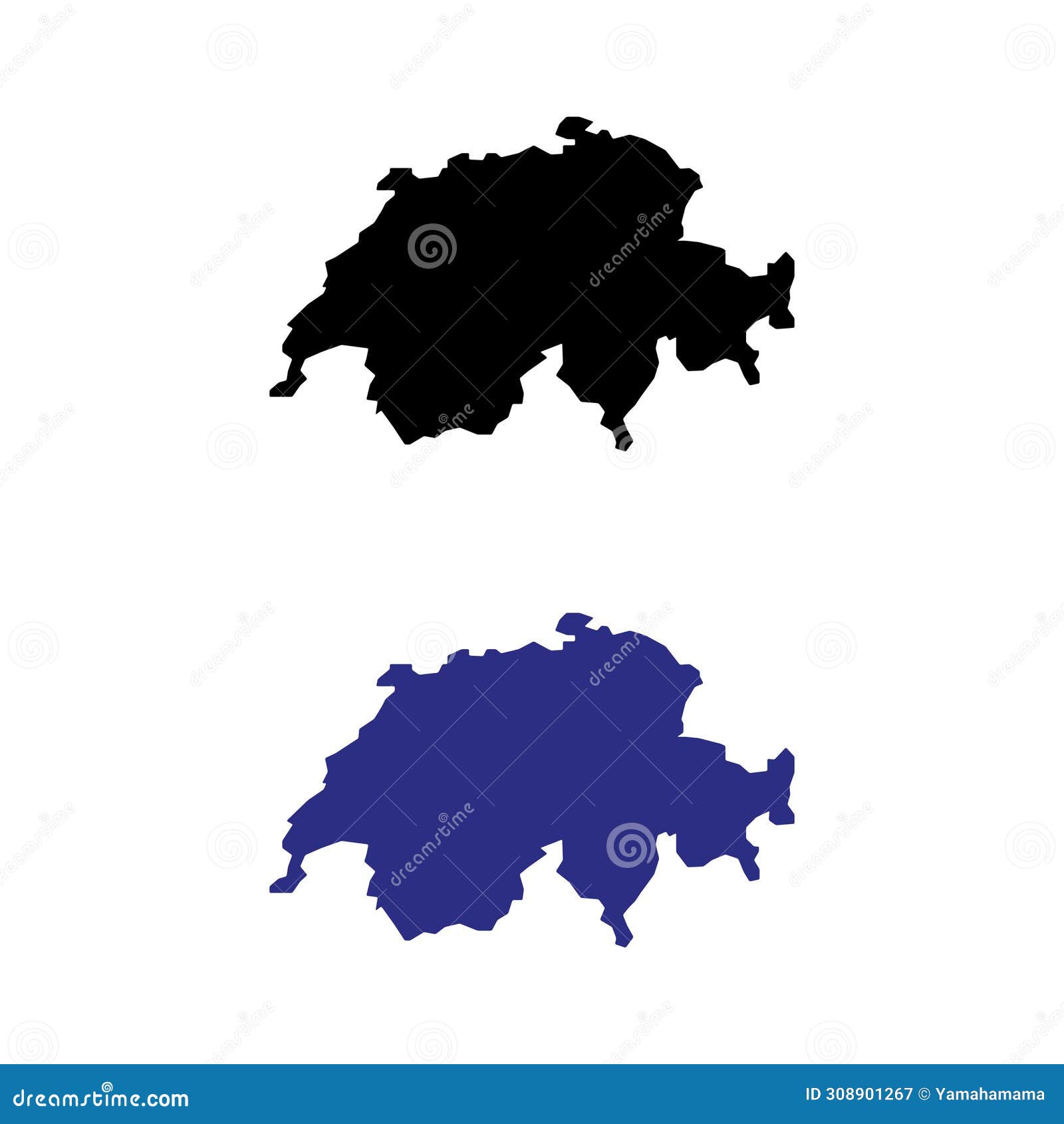 Switzerland Map. Set Of Two Switzerland Maps. Isolated Black Silhouette ...