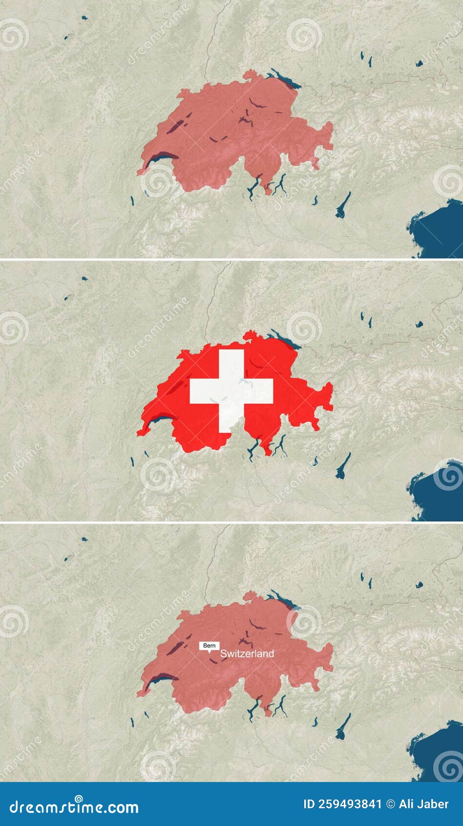 The Map of Switzerland with Text, Textless, and with Flag Stock ...