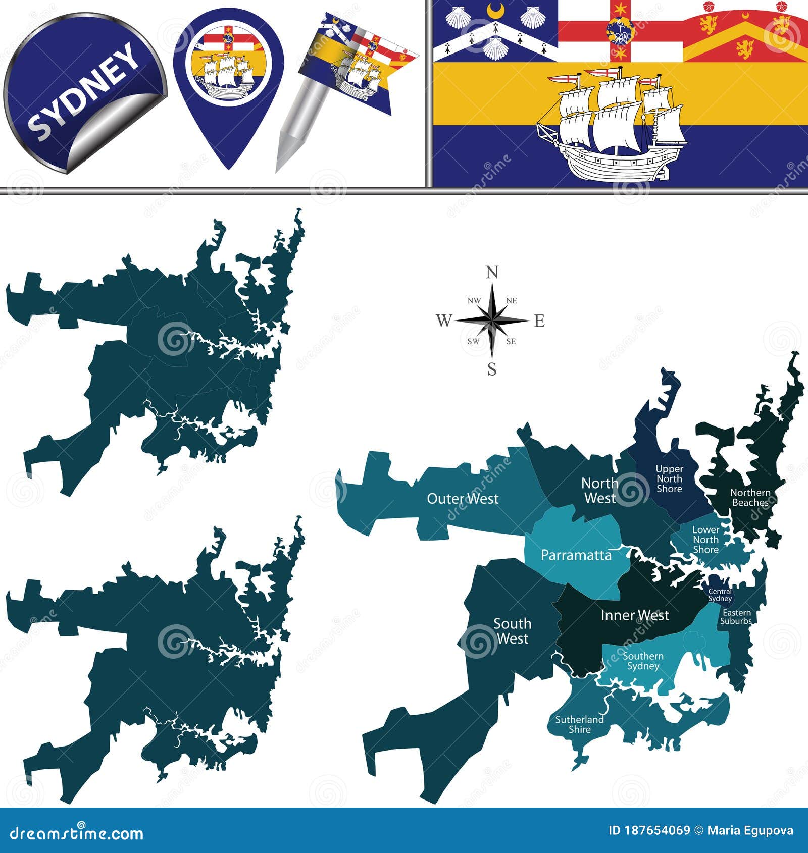 Map of Sydney stock vector. Illustration of australian - 187654069