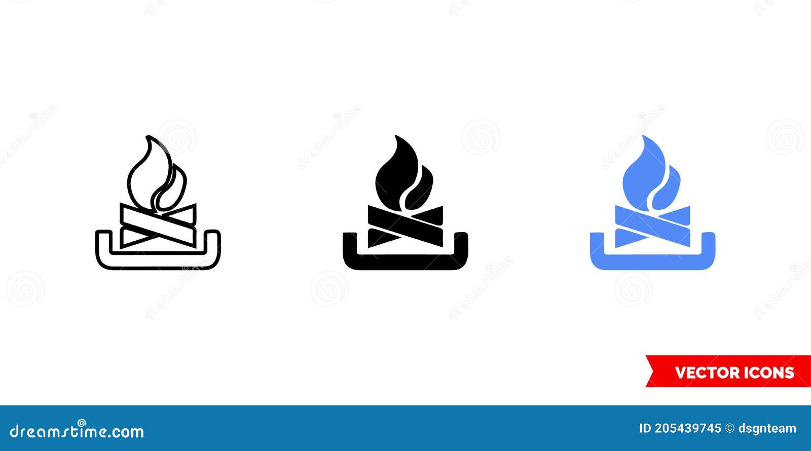 Map Symbol Campfire Icon of 3 Types Color, Black and White, Outline ...