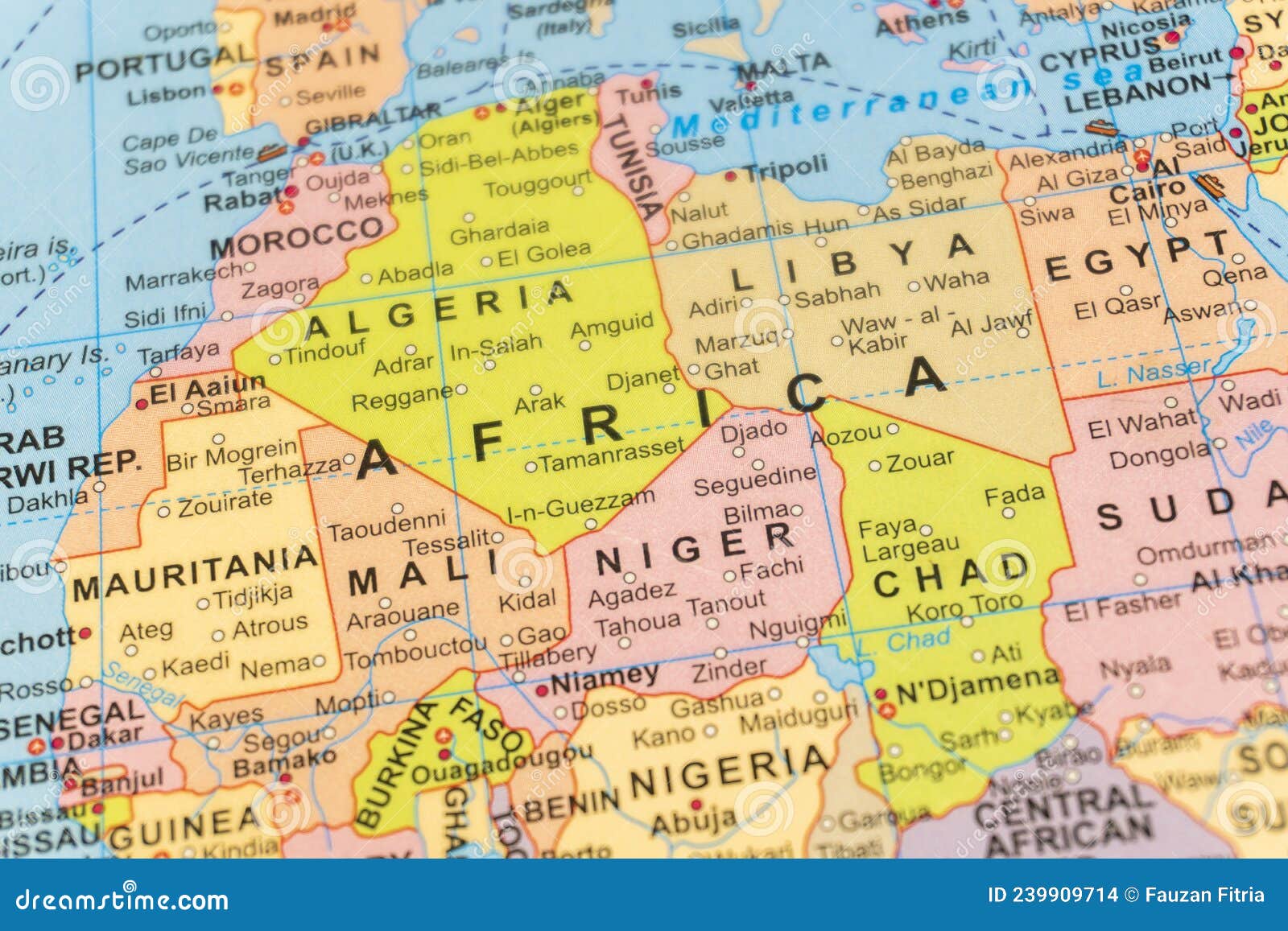 Africa on the Map. Close Up and Selective Focus Photography. Travel ...