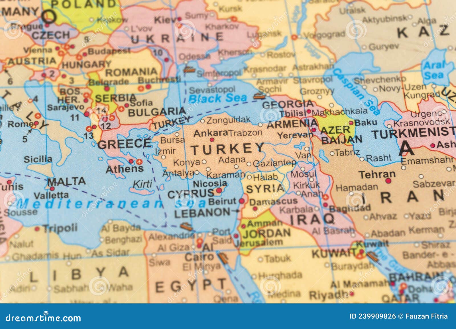 Turkey on the Map. Close Up and Selective Focus Photography. Travel ...