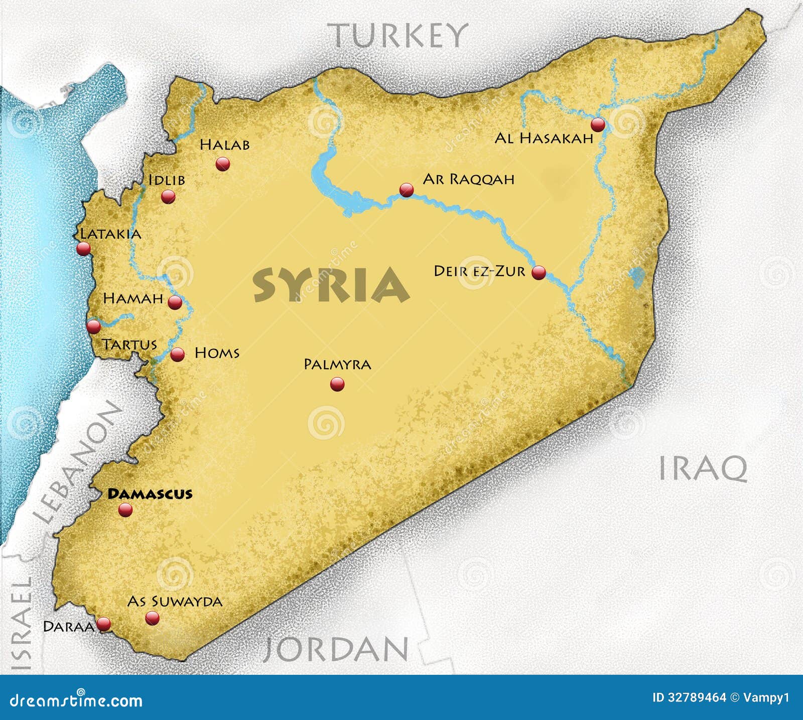 Map of Syria stock illustration. Illustration of qaeda - 32789464