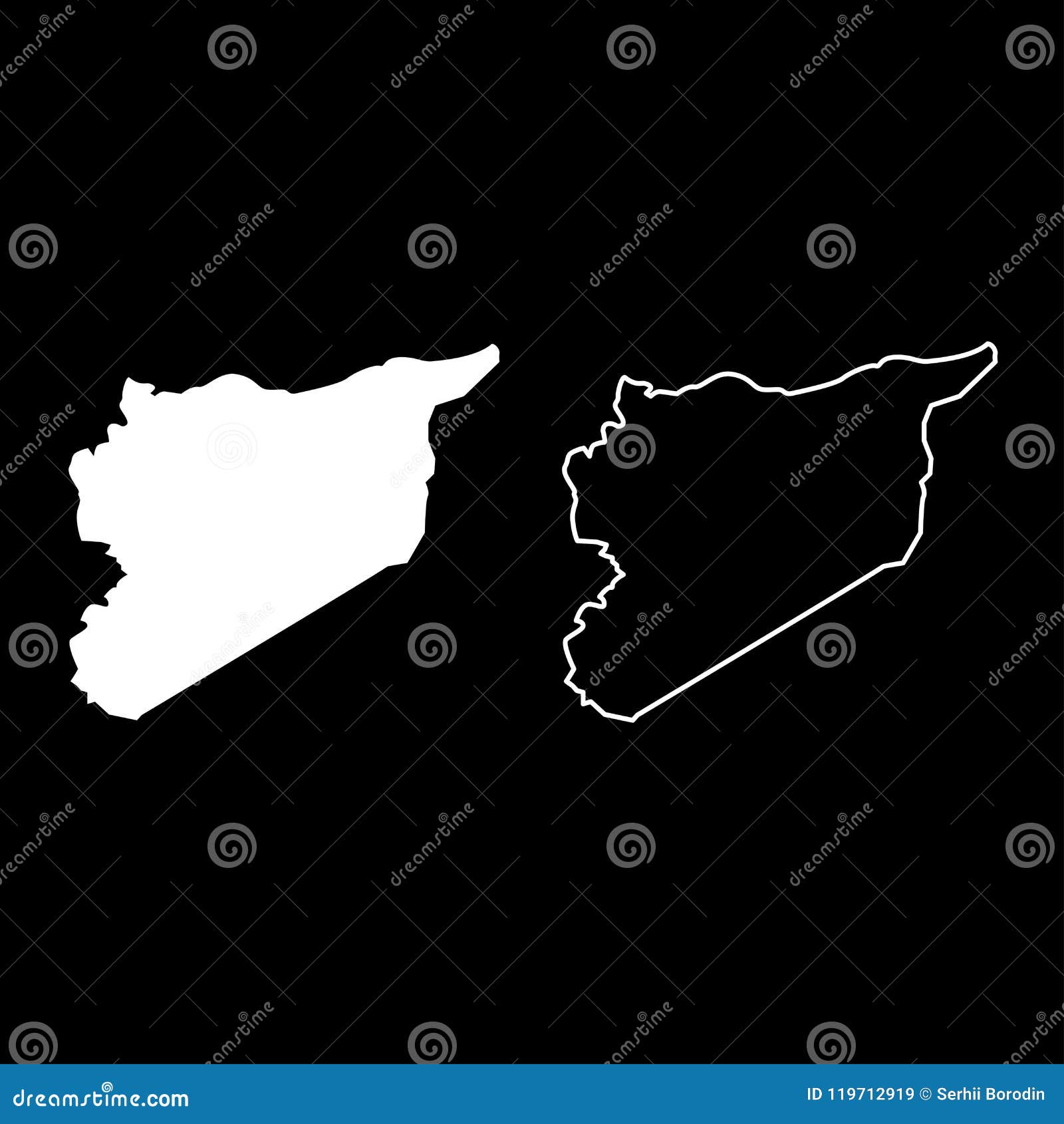 Map of Syria Icon Set White Color Illustration Flat Style Simple Image ...
