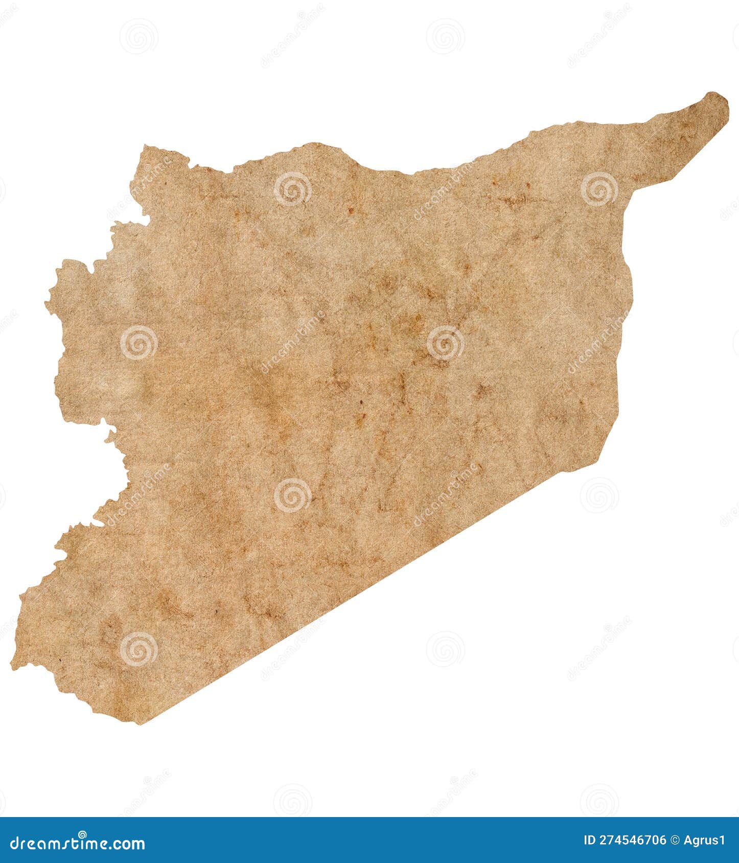 Map of Syria on Old Brown Grunge Paper Stock Illustration ...