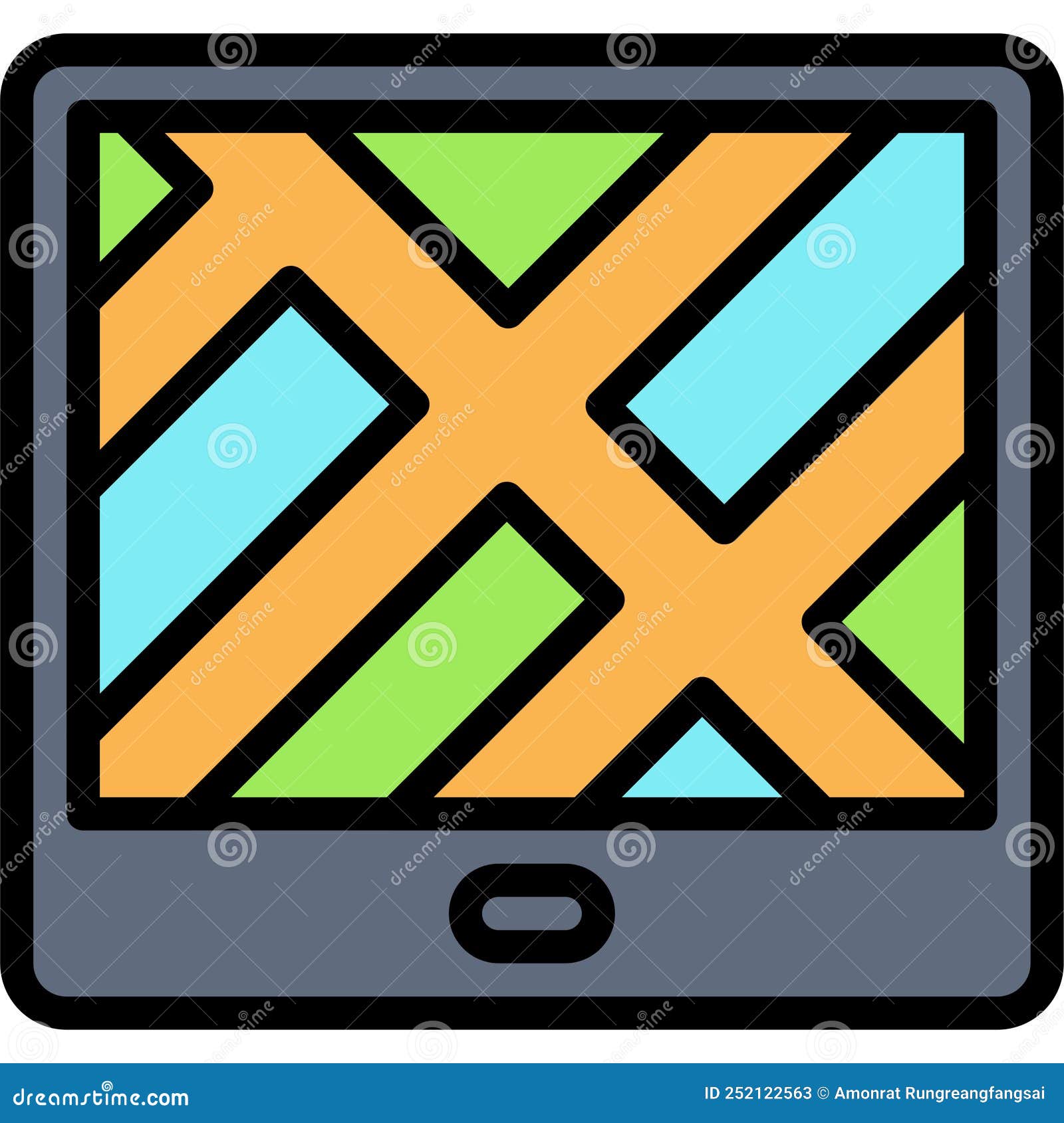 Map on Tablet Icon, Location Map and Navigation Vector Stock Vector ...