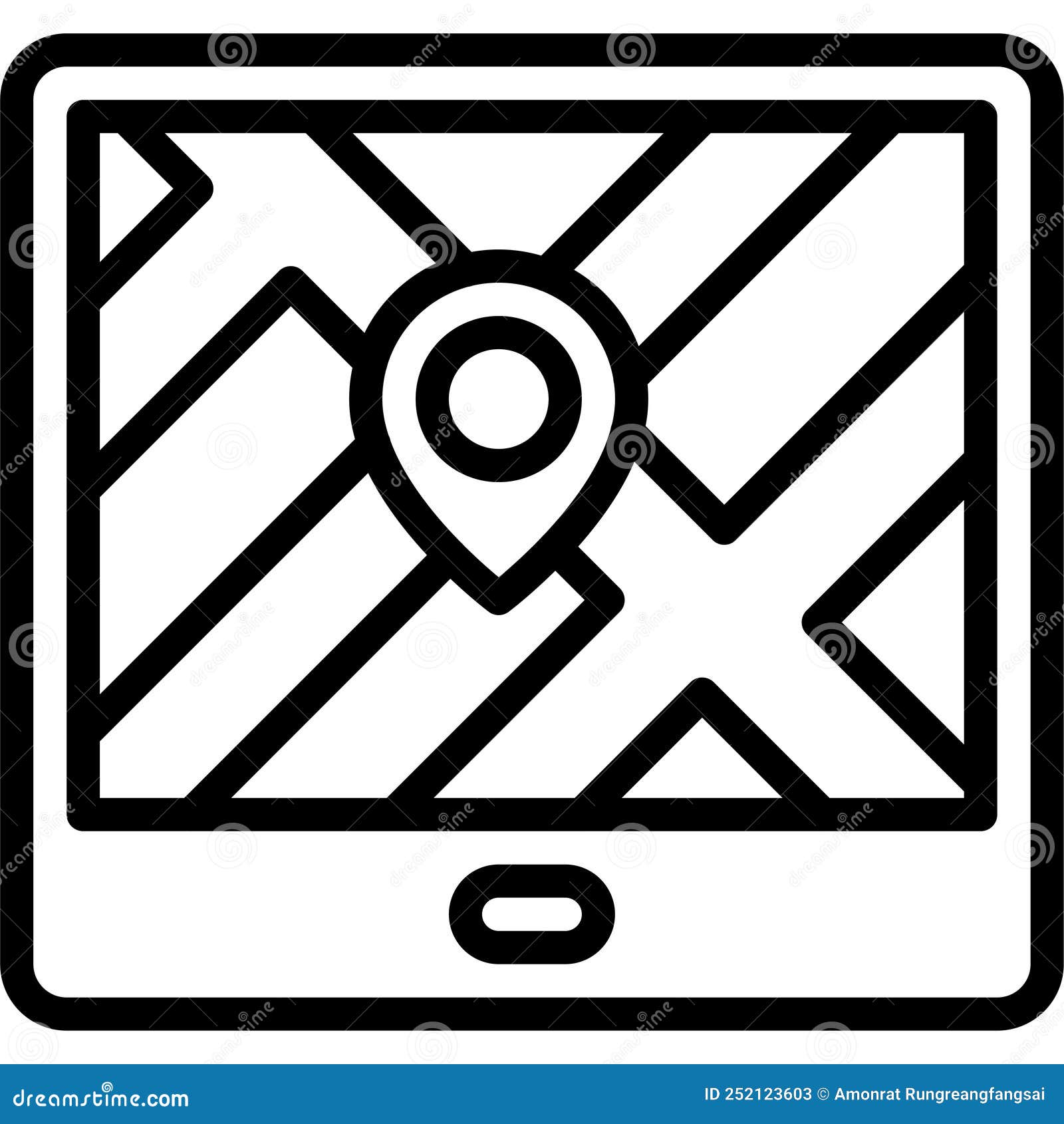 Map on Tablet Icon, Location Map and Navigation Vector Stock Vector ...