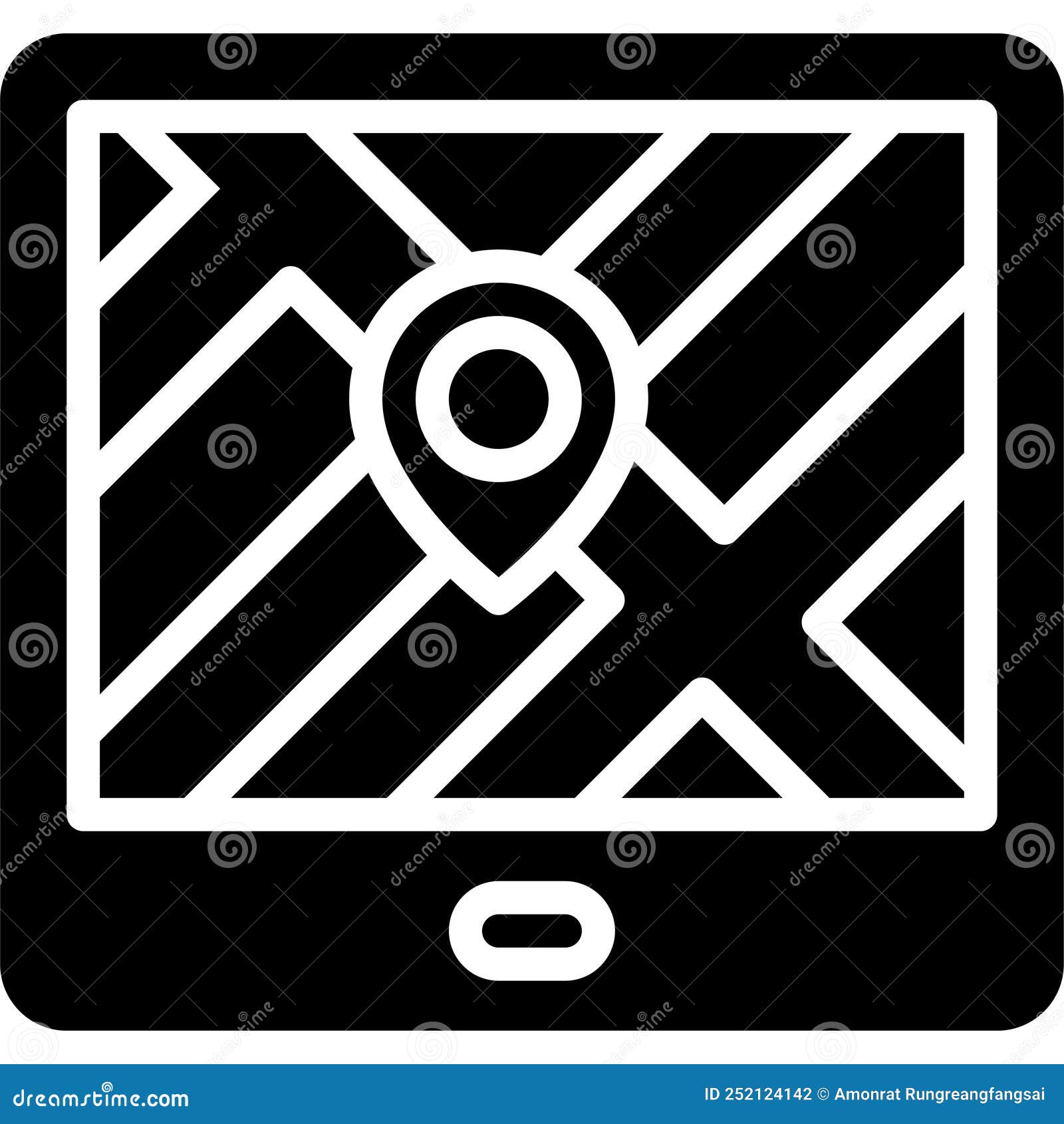 Map on Tablet Icon, Location Map and Navigation Vector Stock Vector ...