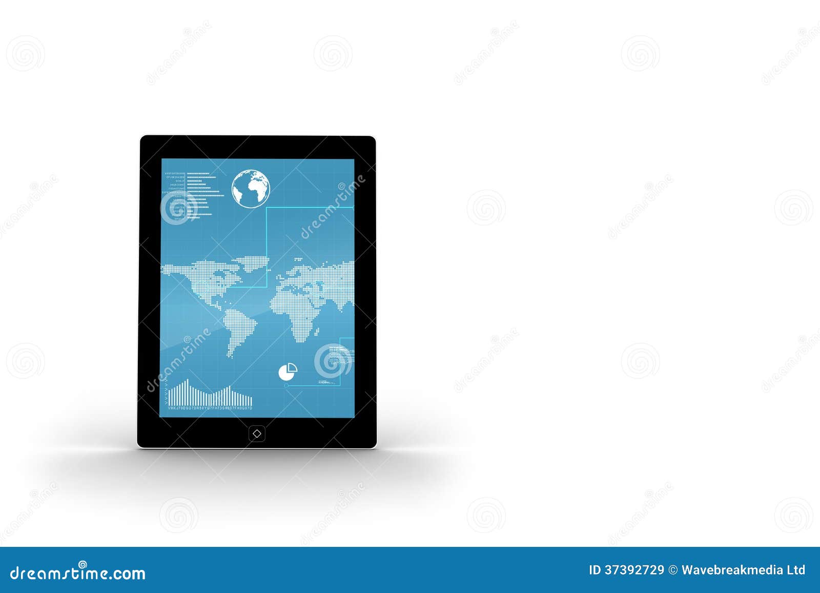 Map on tablet screen stock illustration. Illustration of people - 37392729