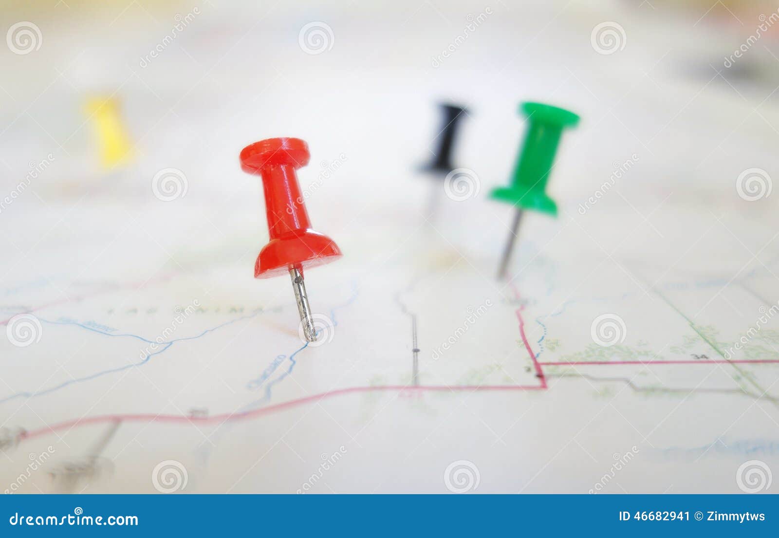 Map tacks stock image. Image of discover, destination - 46682941