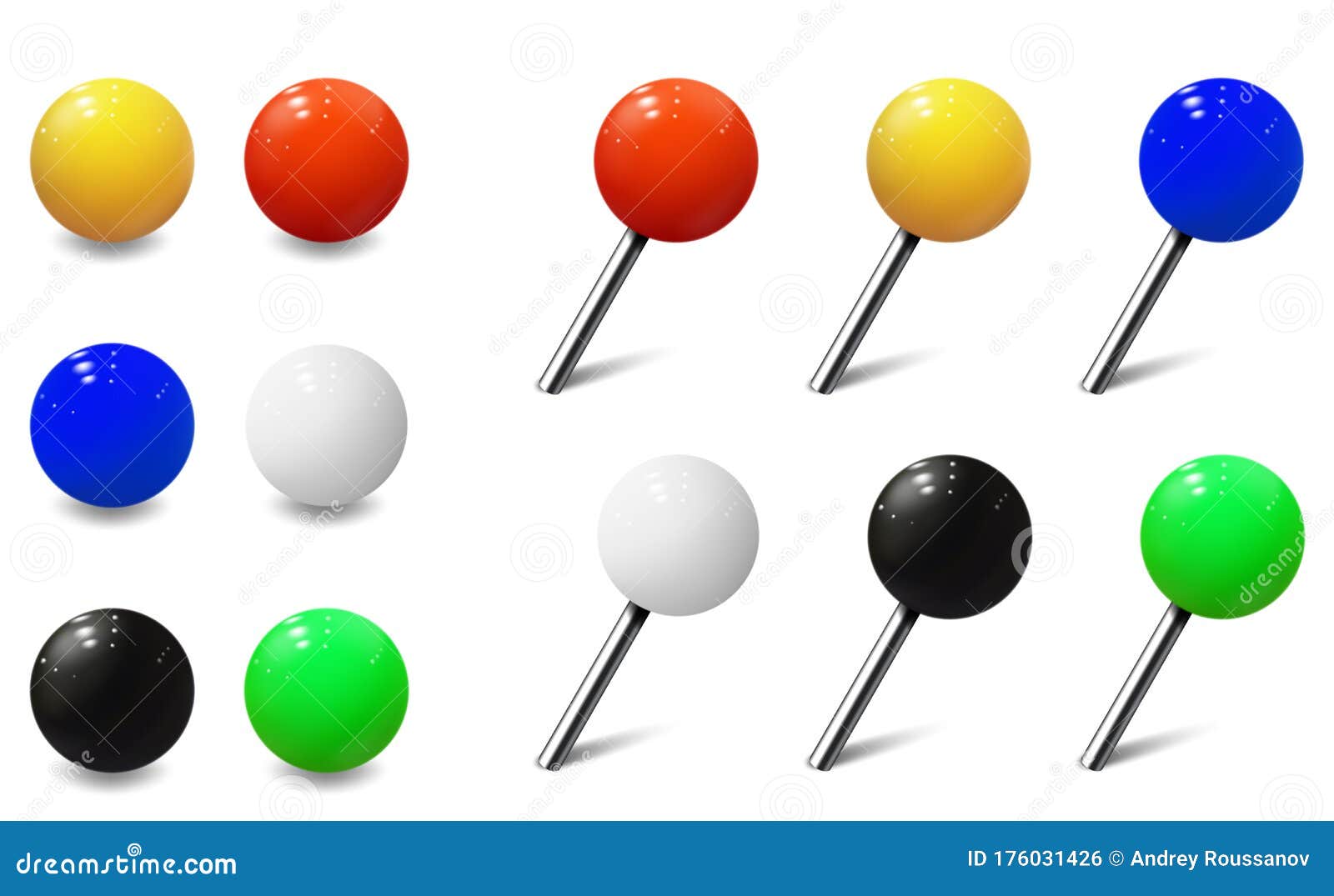 Map Tacks, Round Pins and Plastic Map Push Pins Stock Vector ...