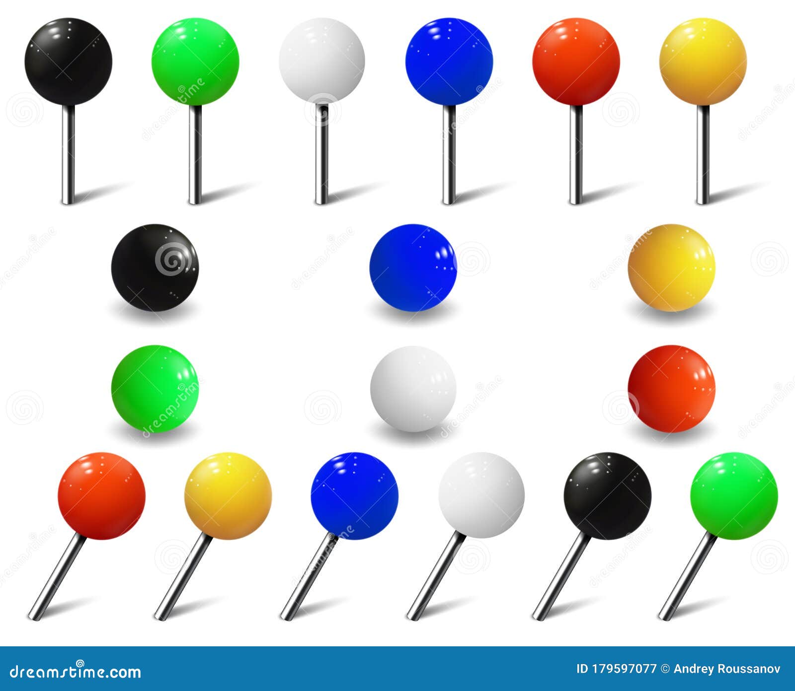 Map Tacks, Round Pins and Plastic Map Push Pins Stock Vector ...