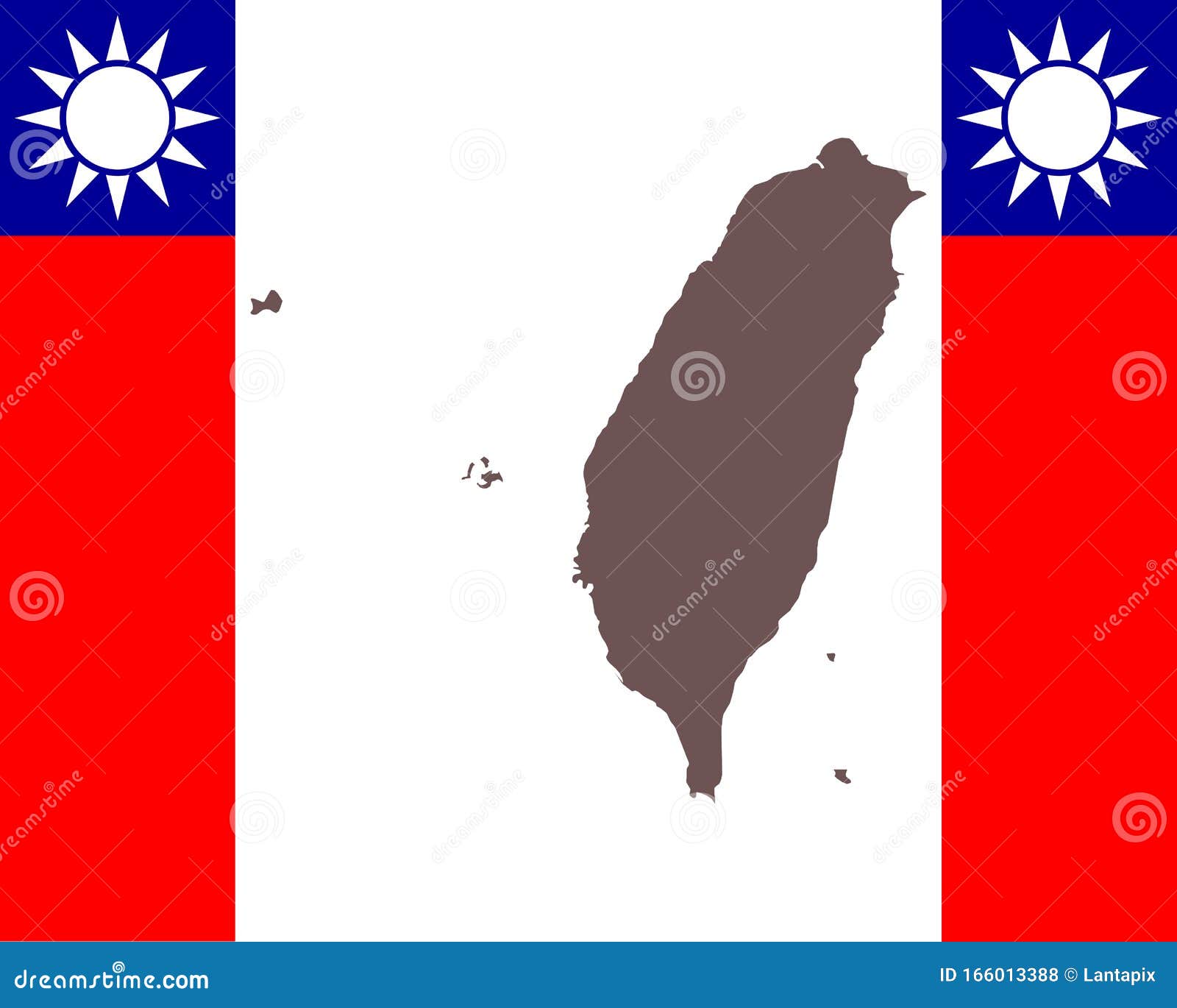 Map of Taiwan on Background with Flag Stock Vector - Illustration of ...