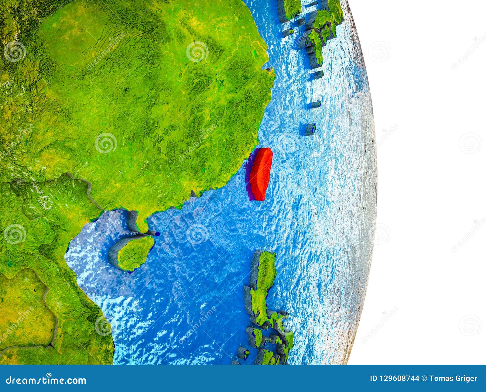 Map of Taiwan on 3D Earth stock illustration. Illustration of countries ...