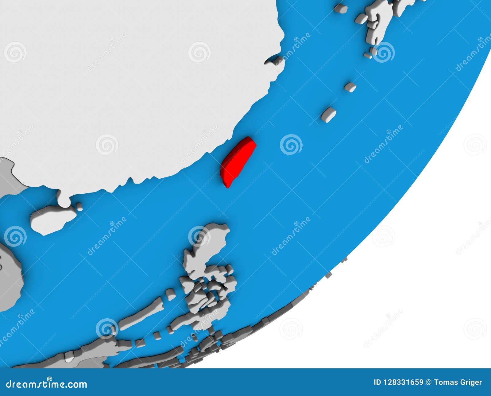 Map of Taiwan on 3D globe stock illustration. Illustration of countries ...