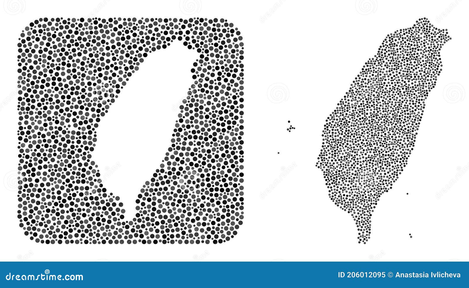 Map of Taiwan - Dotted Collage with Subtracted Space Stock Vector ...