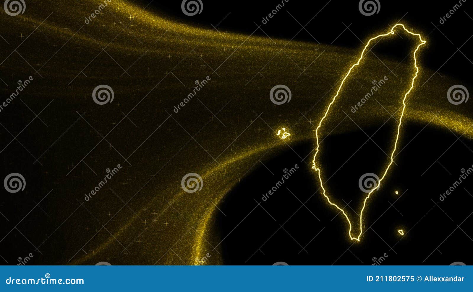 Map of Taiwan, Gold Glitter Map Stock Illustration - Illustration of ...