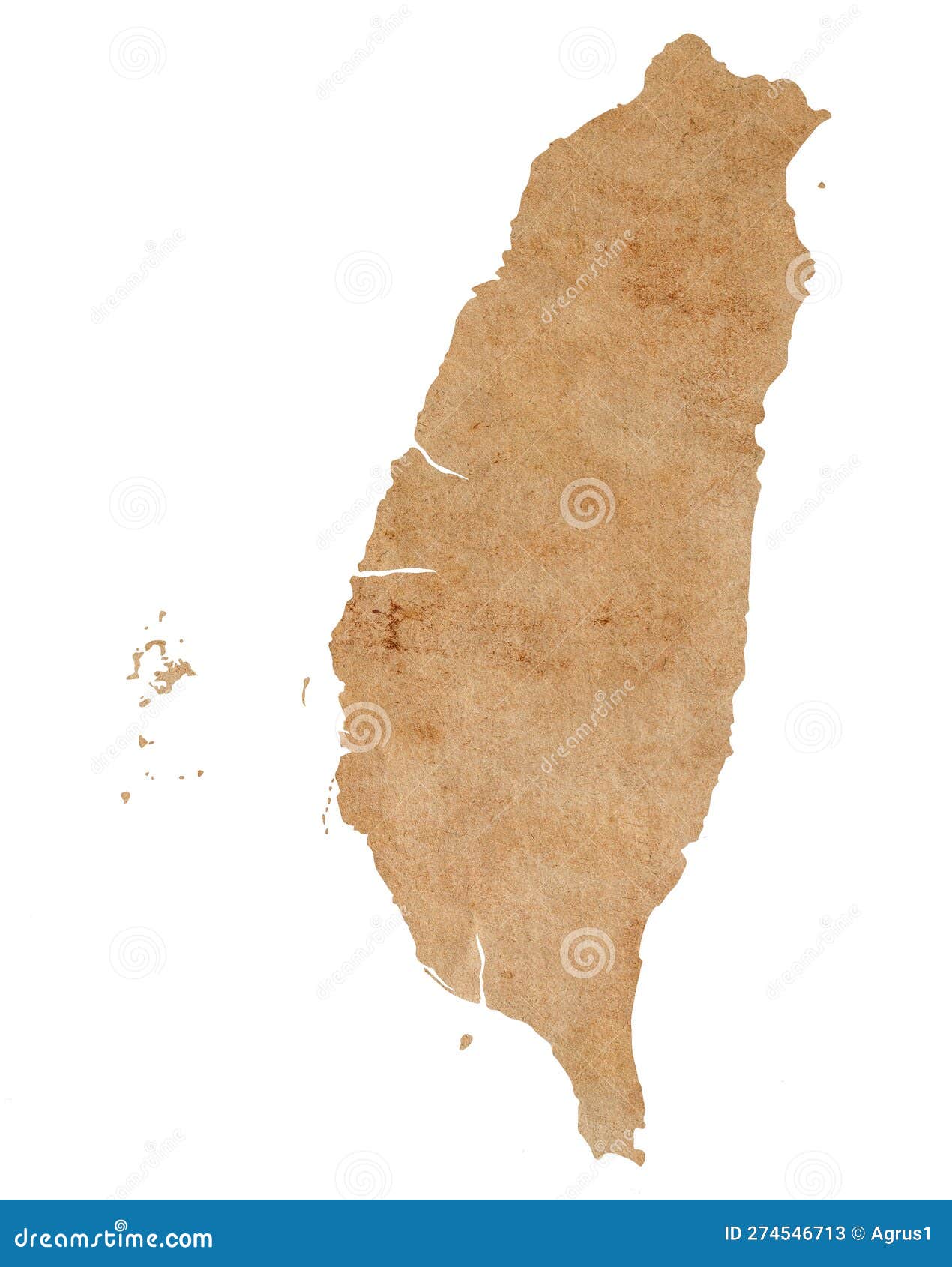 Map of Taiwan on Old Brown Grunge Paper Stock Illustration ...