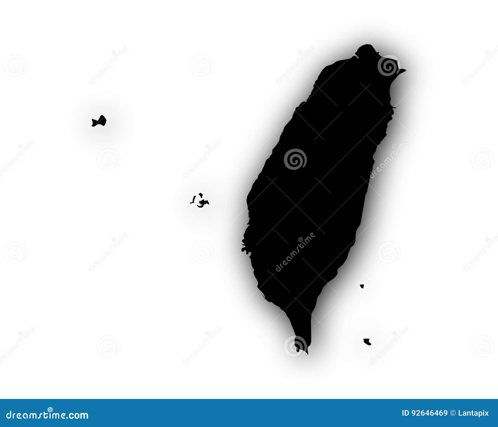 Map of Taiwan with shadow stock vector. Illustration of white - 92646469