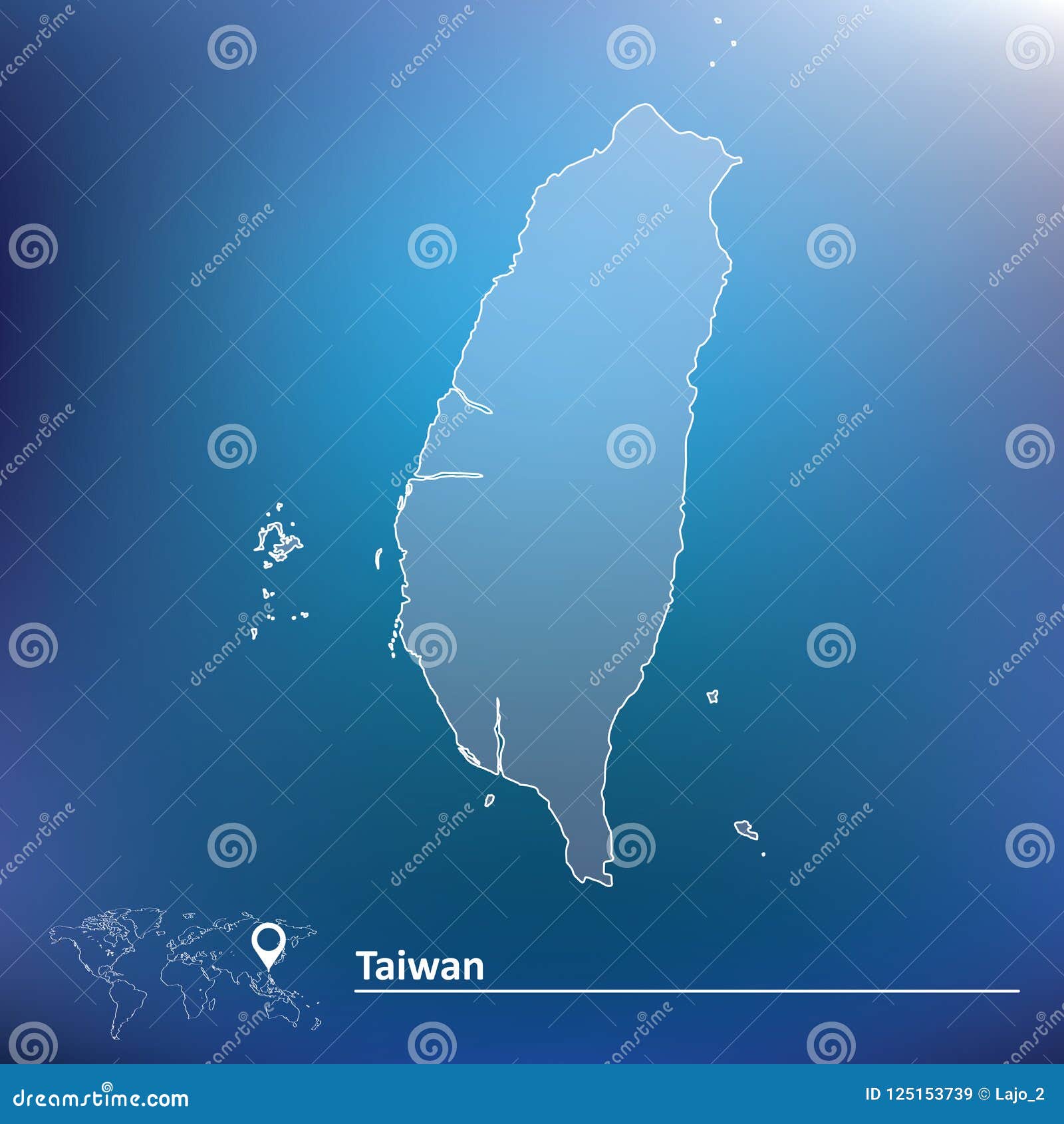 Map of Taiwan stock vector. Illustration of geography - 125153739