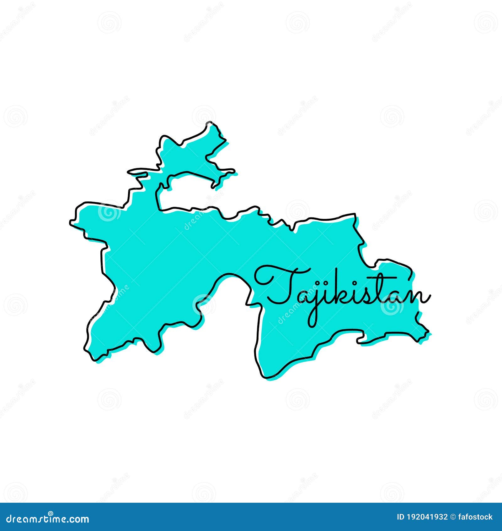Tajikistan Vector Map Outline With Vintage. | CartoonDealer.com #100970411