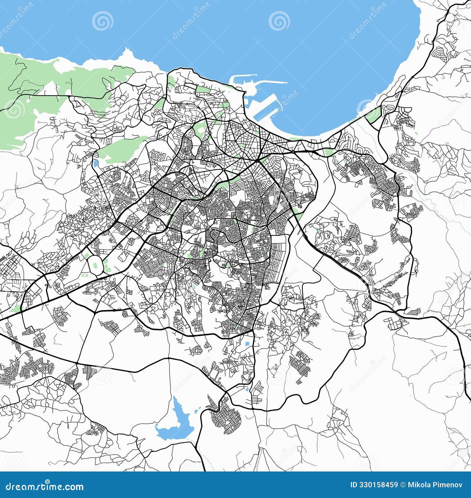 Map of Tangier city. stock illustration. Illustration of geology ...