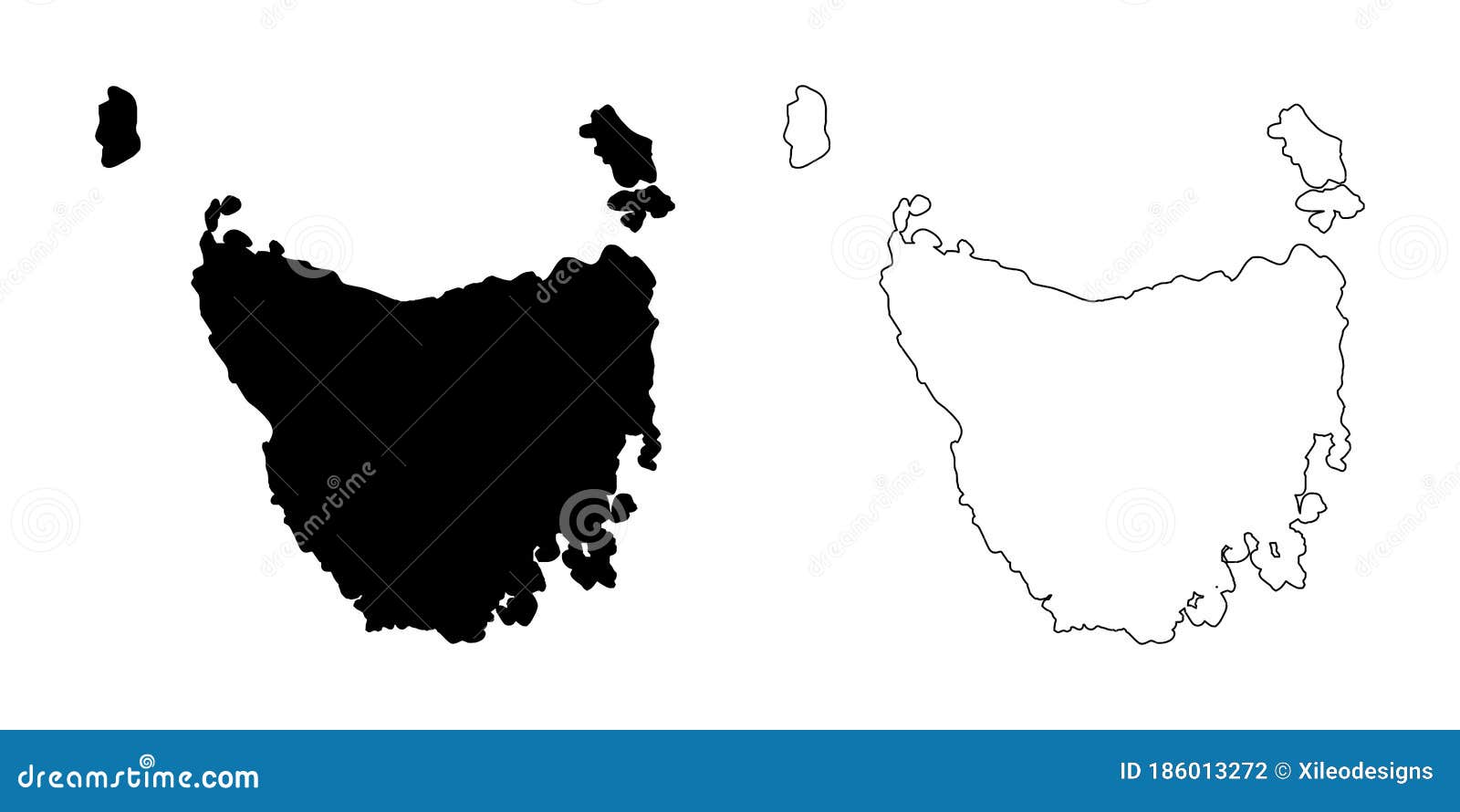 Tasmania Map Vector, Isolated On White Background. Black Template, Flat ...