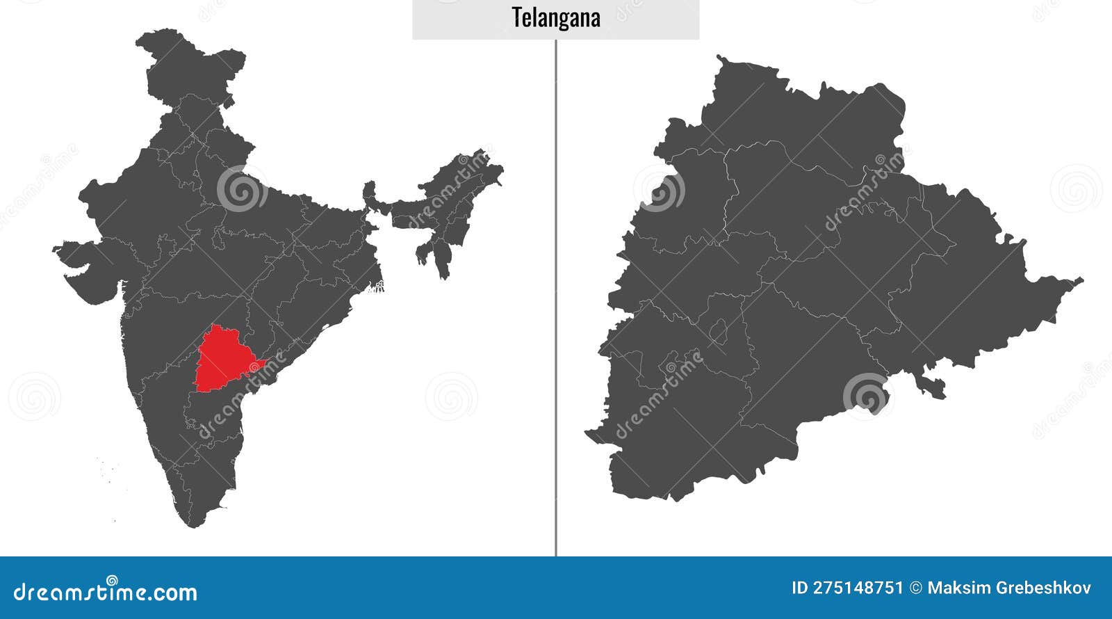 State Of Telangana India With Capital City Hyderabad Hand Drawn Map ...
