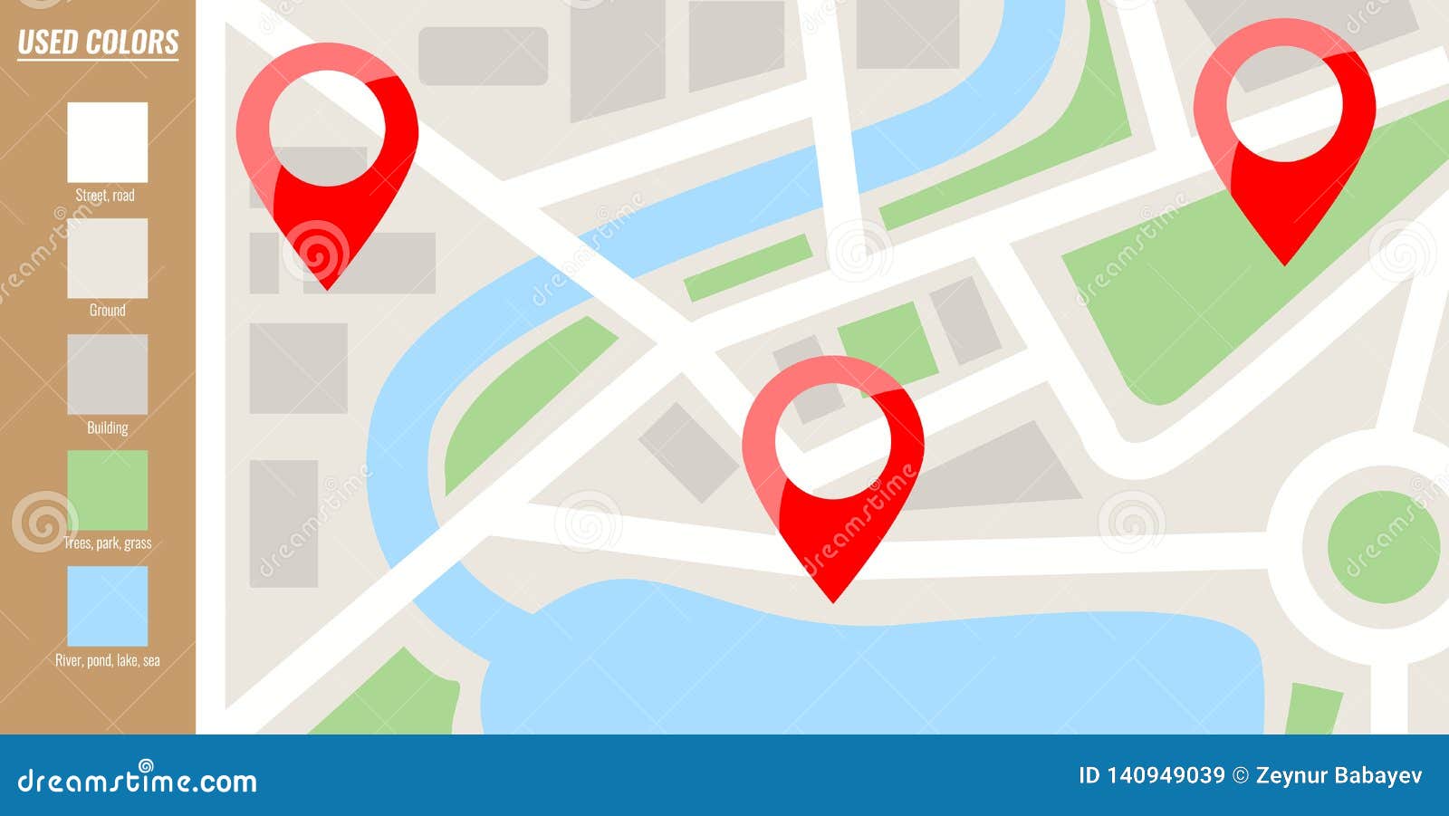 Map Template. Flat Color Style Vector Illustration. Stock Vector ...