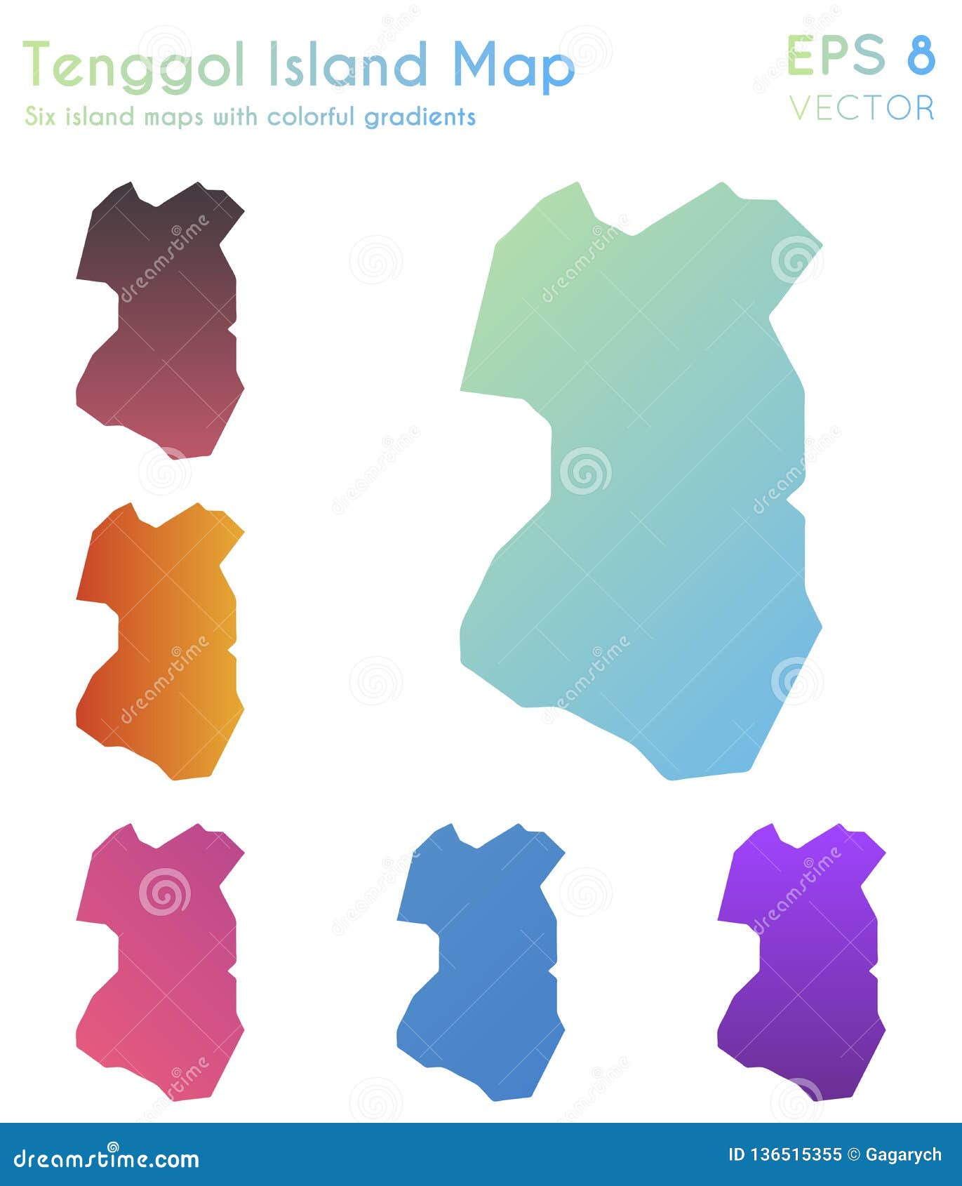 Map of Tenggol Island with Beautiful Gradients. Stock Vector ...