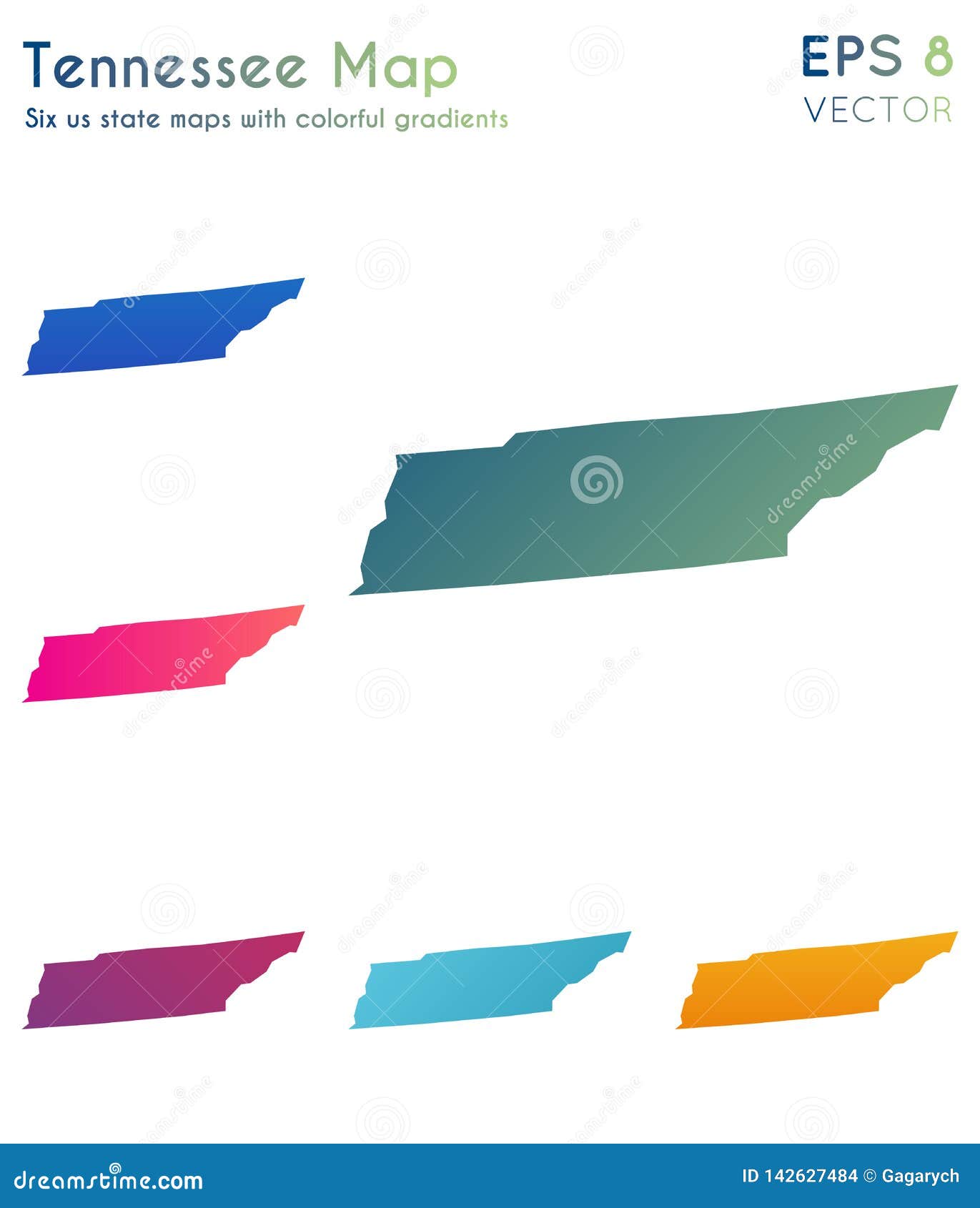 Map of Tennessee with Beautiful Gradients. Stock Vector - Illustration ...