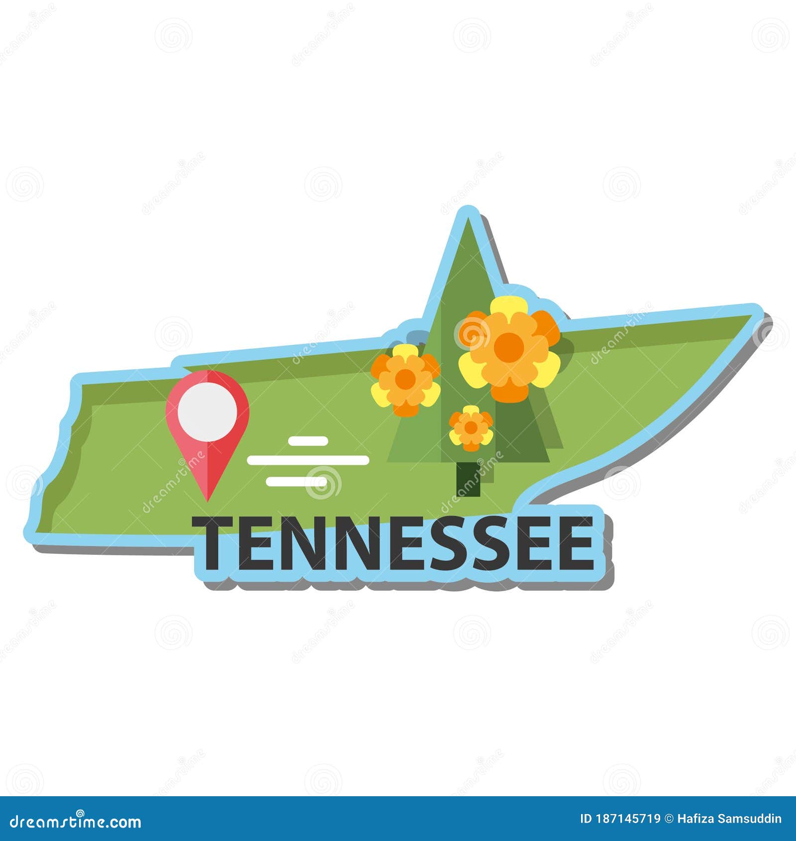 Map of Tennessee State. Vector Illustration Decorative Design Stock ...