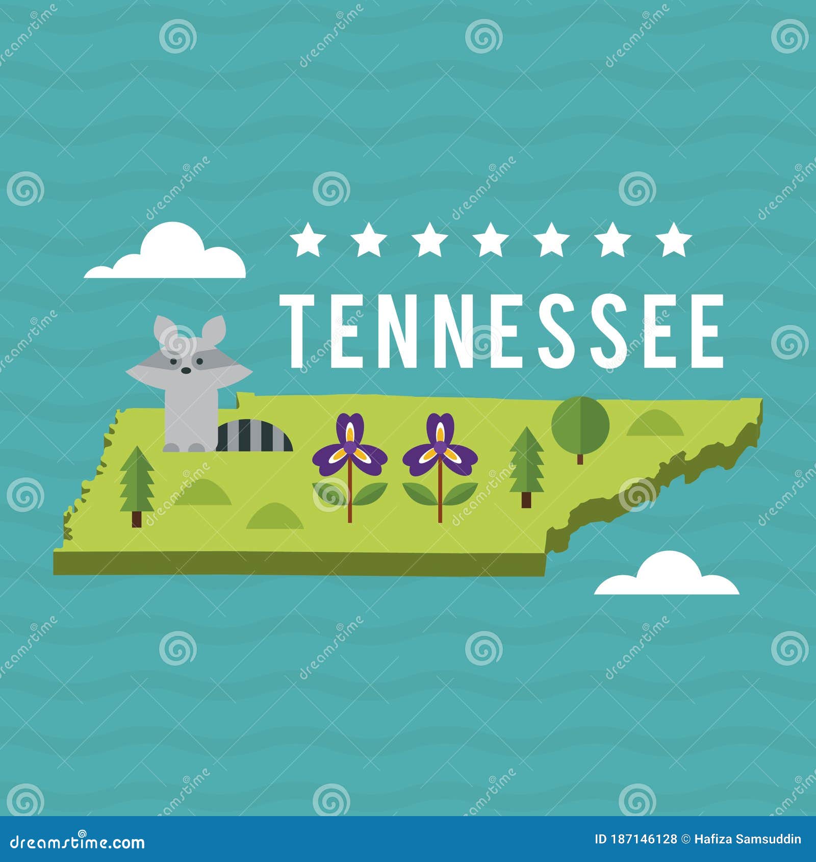 Map of Tennessee State. Vector Illustration Decorative Design Stock ...