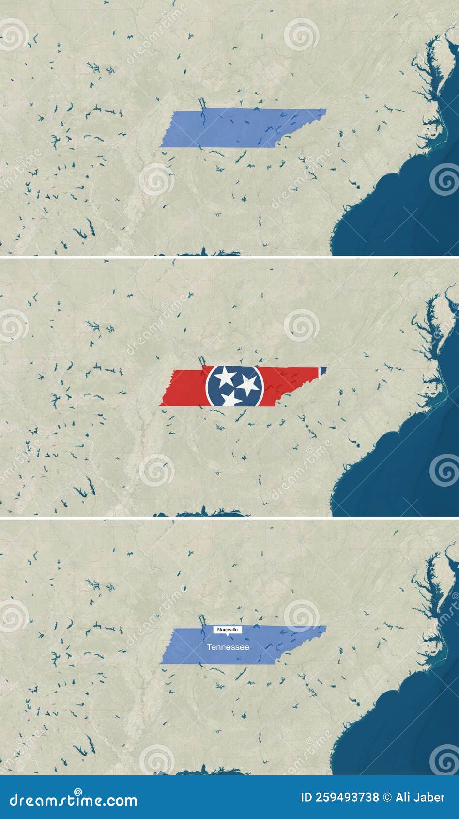 The Map of Tennessee with Text, Textless, and with Flag Stock ...