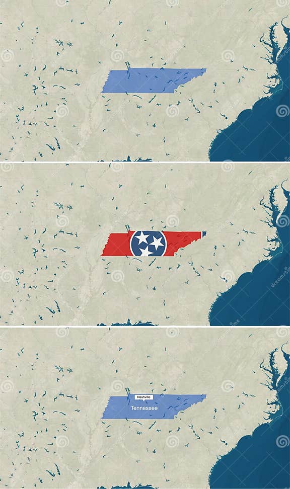 The Map of Tennessee with Text, Textless, and with Flag Stock ...