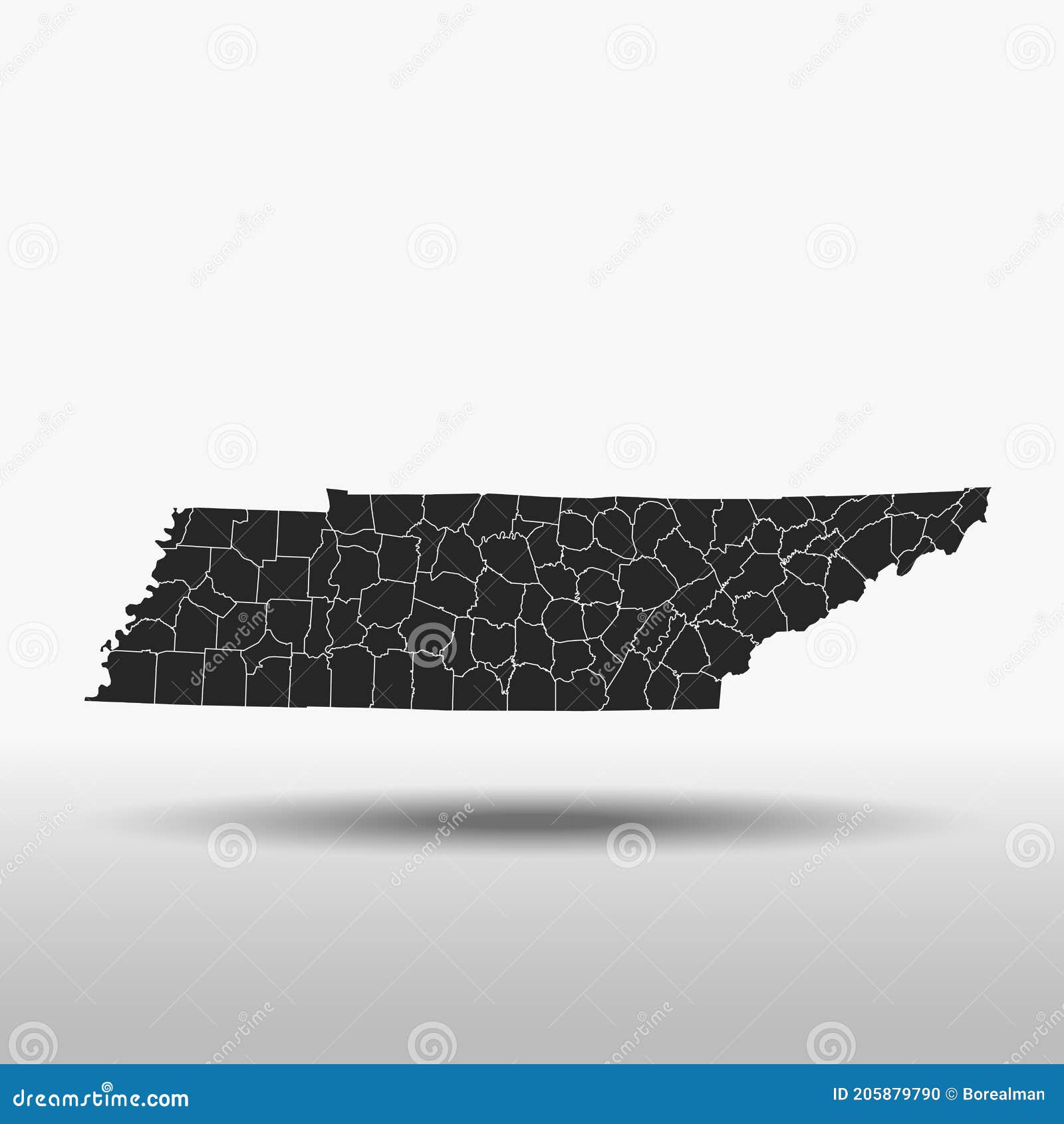 Map of the Tennessee stock vector. Illustration of county - 205879790