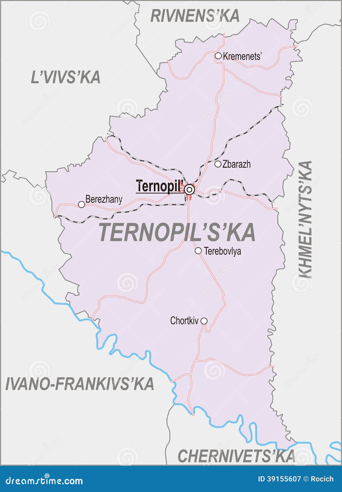 Map of Ternopil Oblast stock vector. Illustration of regional - 39155607