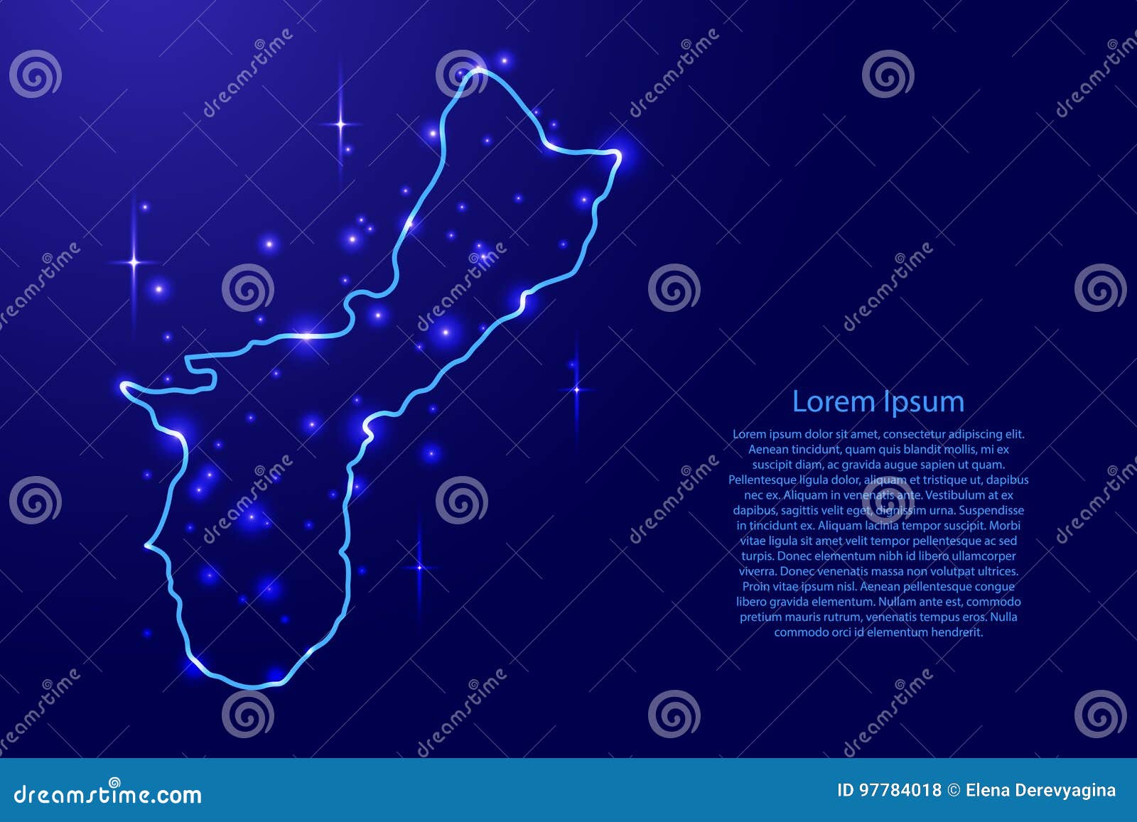 Glowing Map Of Guam, Modern Blue Outline Map Royalty-Free Stock ...