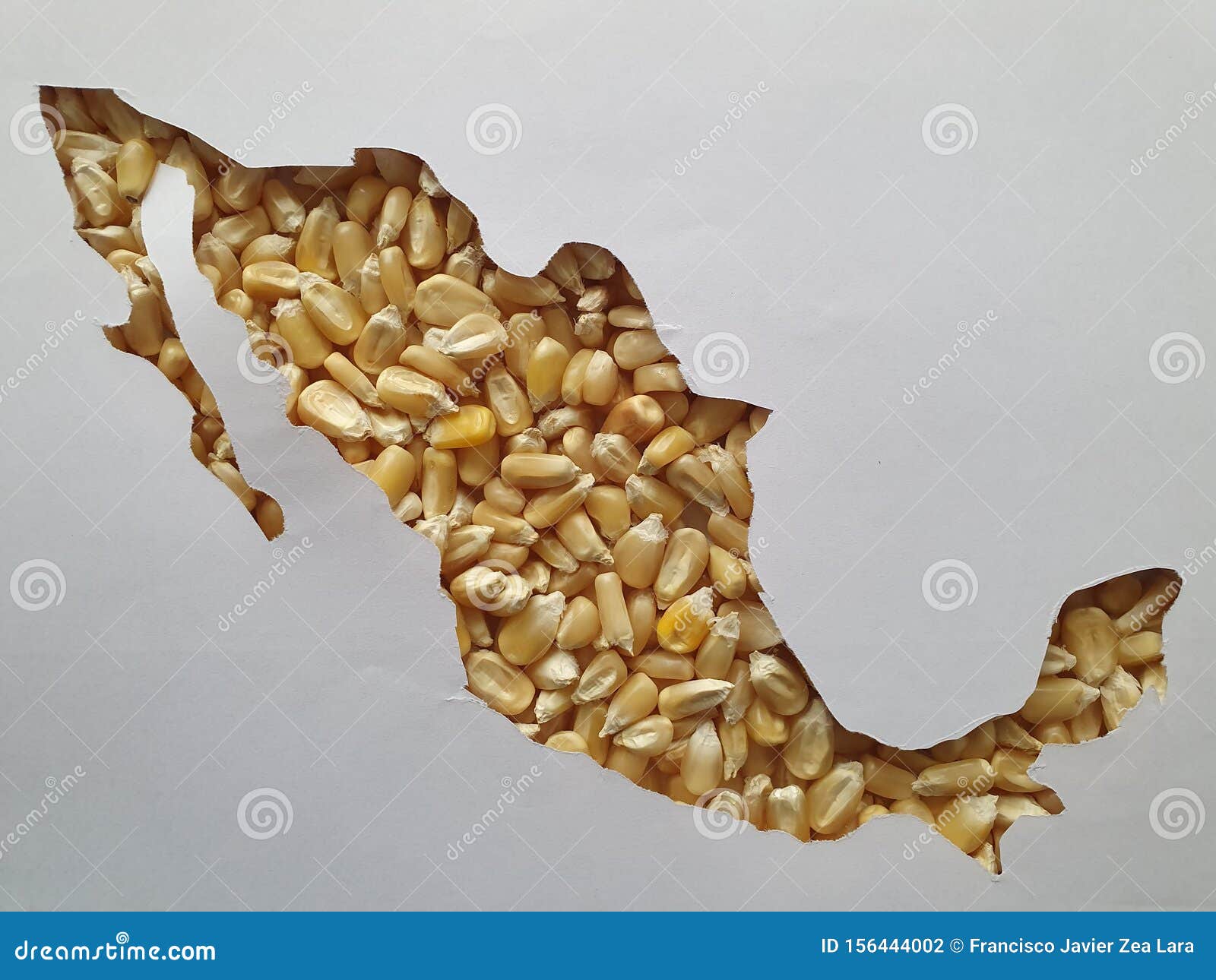 Map of the Territory of Mexico Formed with Corn Grains and White ...