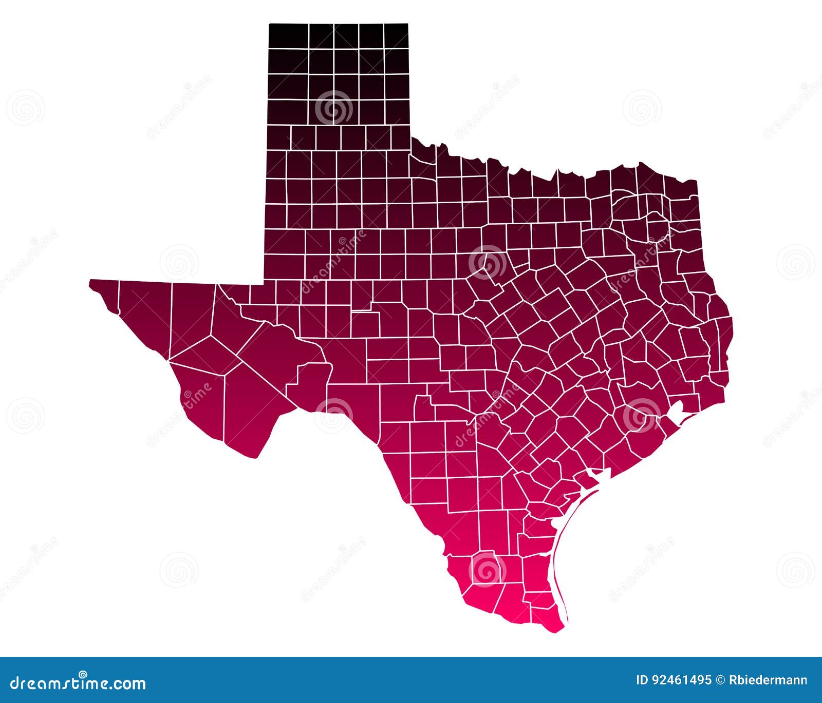 Map of Texas stock vector. Illustration of vector, regions - 92461495