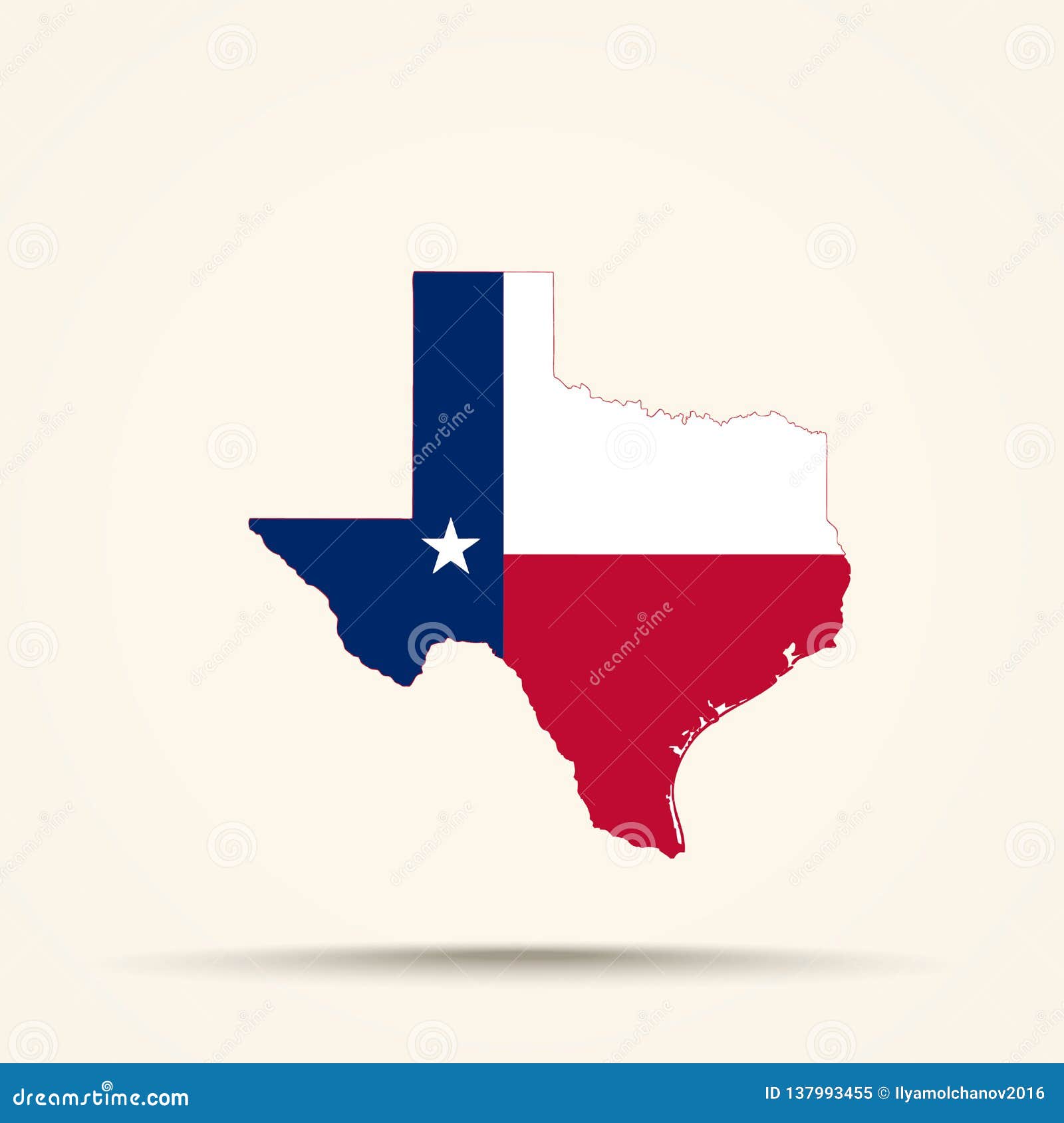 Map of Texas in Texas Flag Colors Stock Vector - Illustration of ...