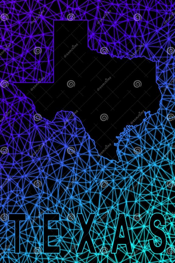 Map of Texas, Polygonal Mesh Line Map Stock Illustration - Illustration ...